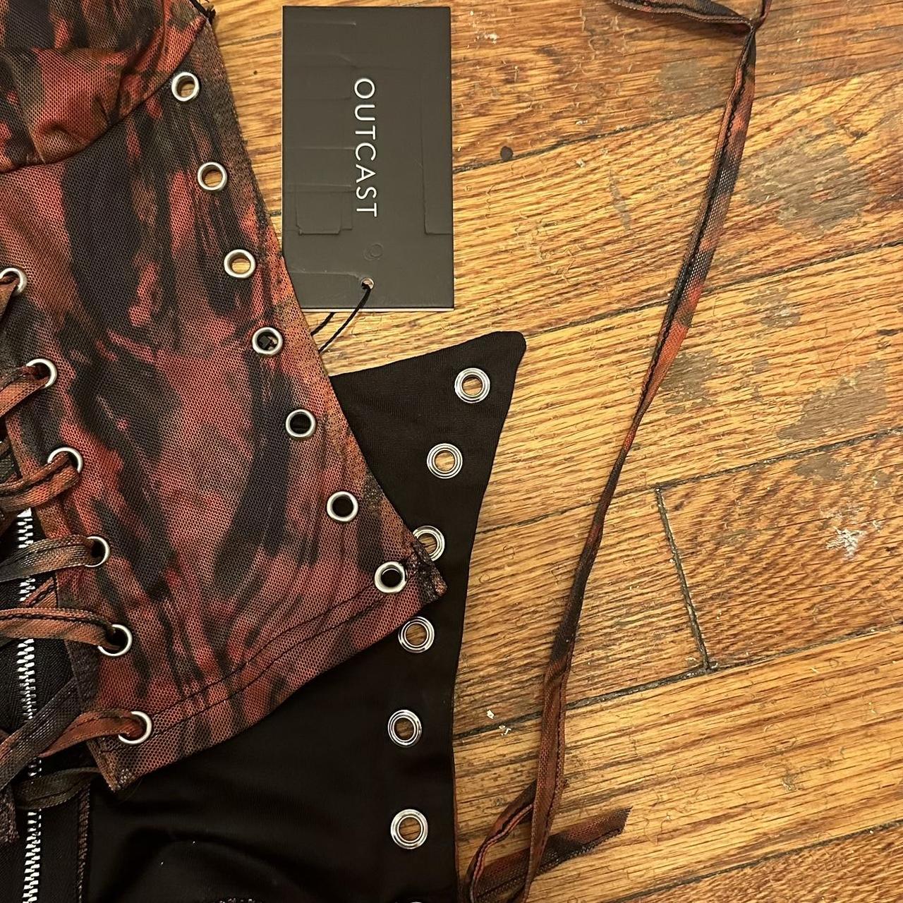 Outcast brand black and red skirt and corset set.... - Depop