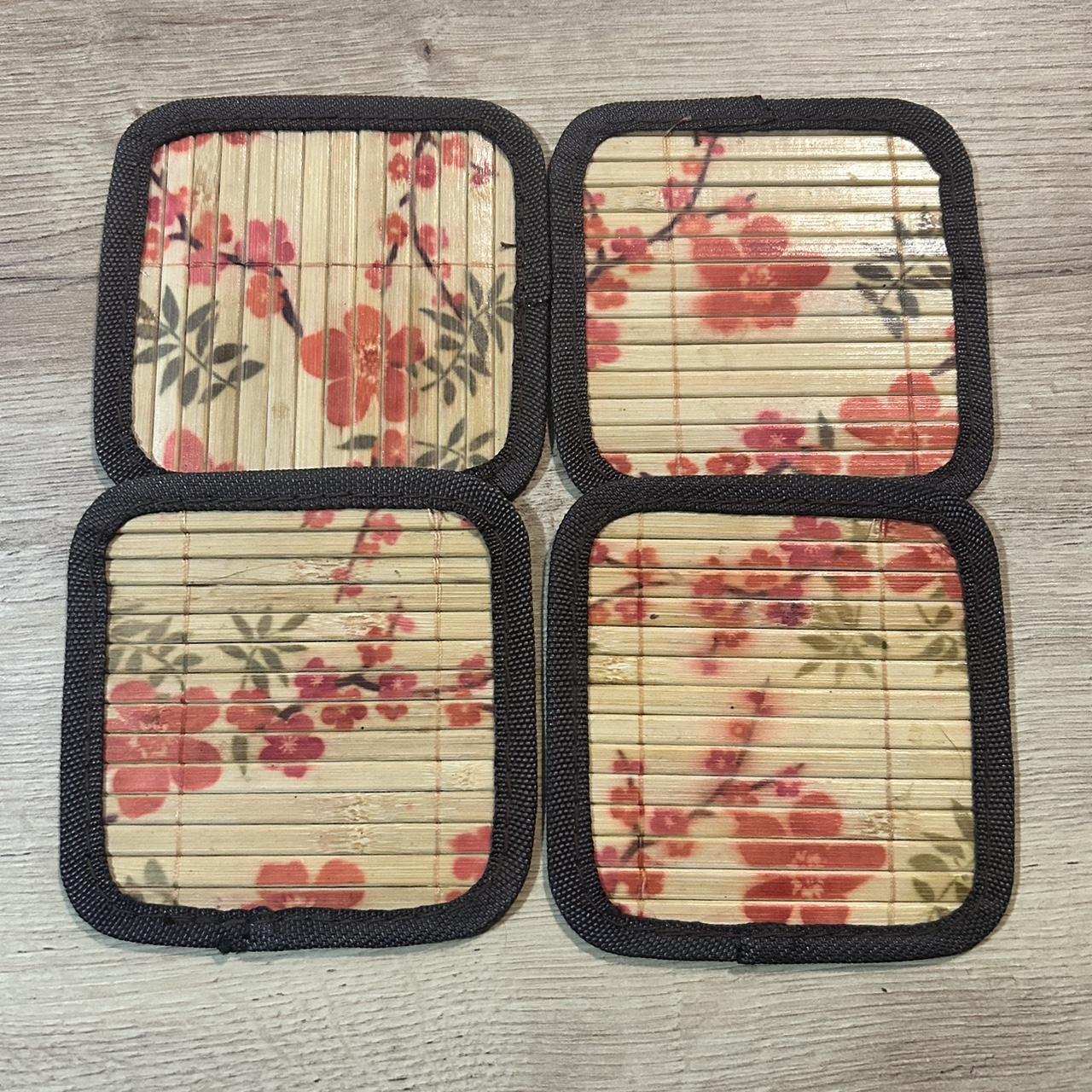 Set of 4 multi-coloured bamboo coasters #homedecor - Depop