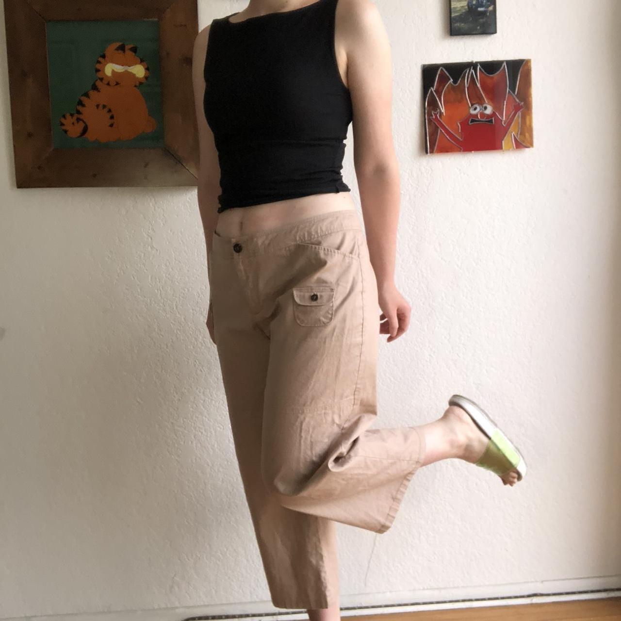 90s y2k khaki capris pants tan wide leg capris ... - Depop