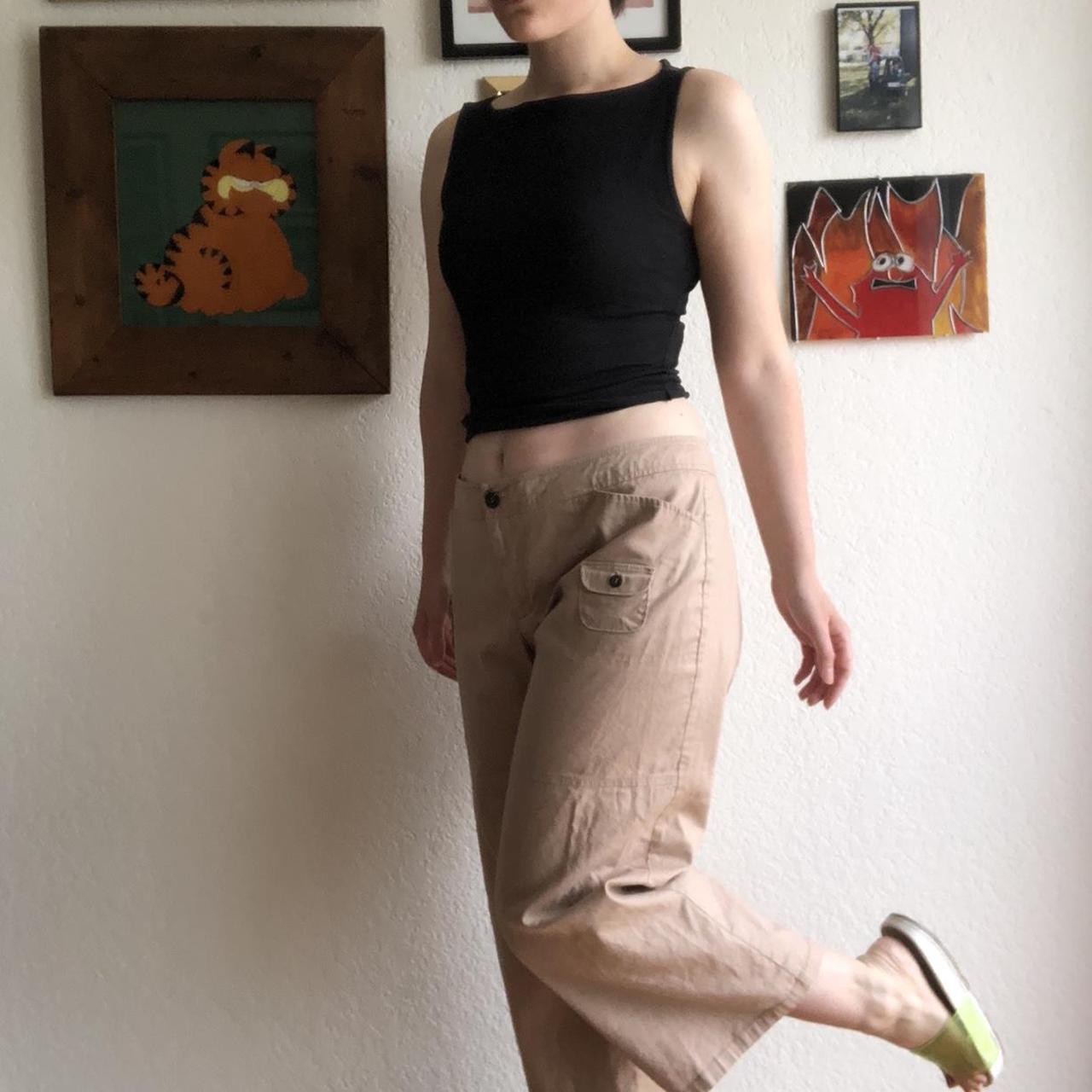 90s y2k khaki capris pants tan wide leg capris ... - Depop