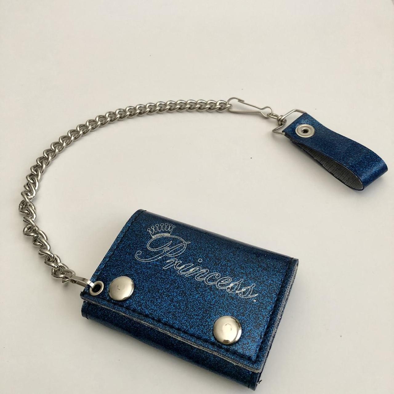 New glittered y2k chain wallet ! ★ blue tri-fold... - Depop