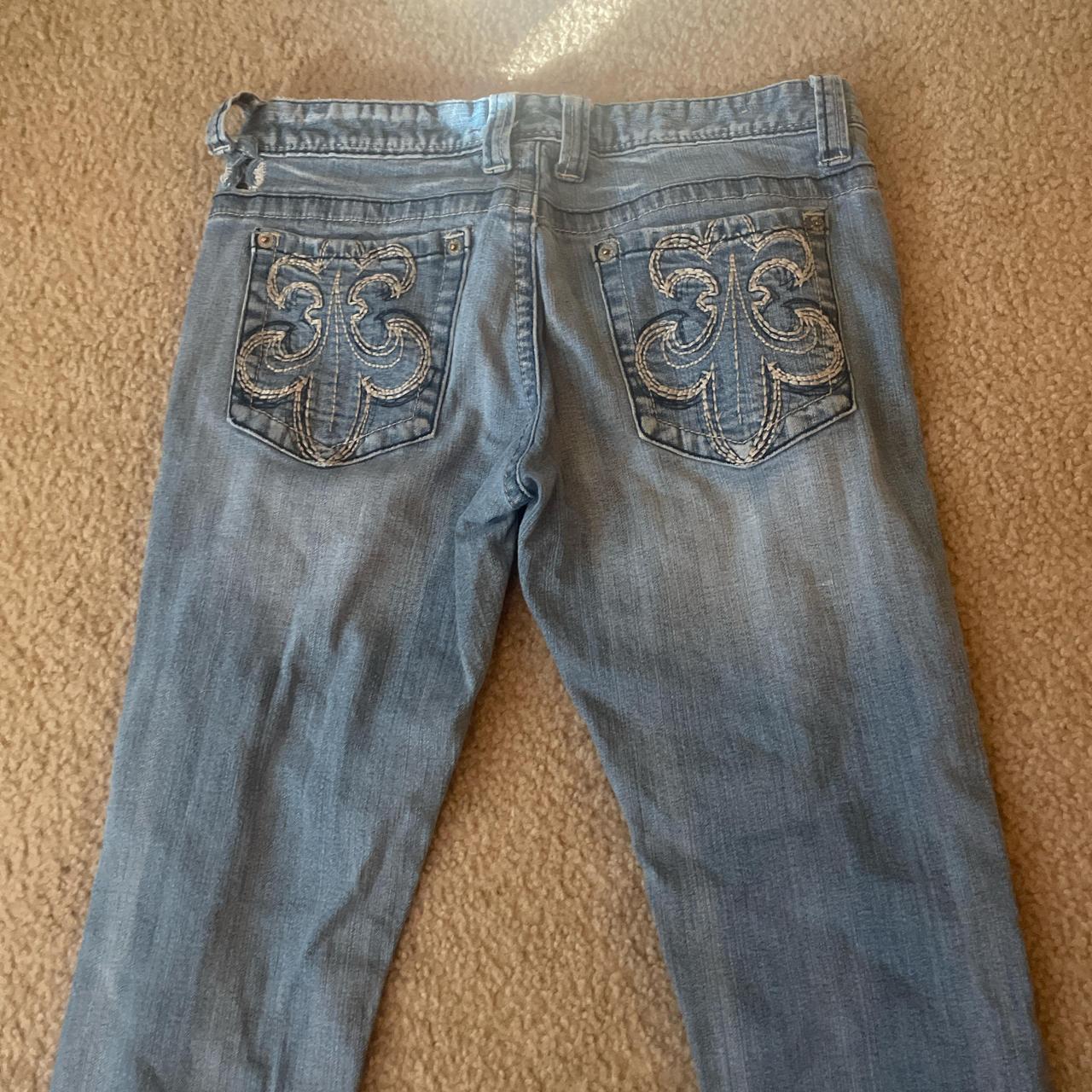 Low-rise bootcut jeans with rips #bling - Depop