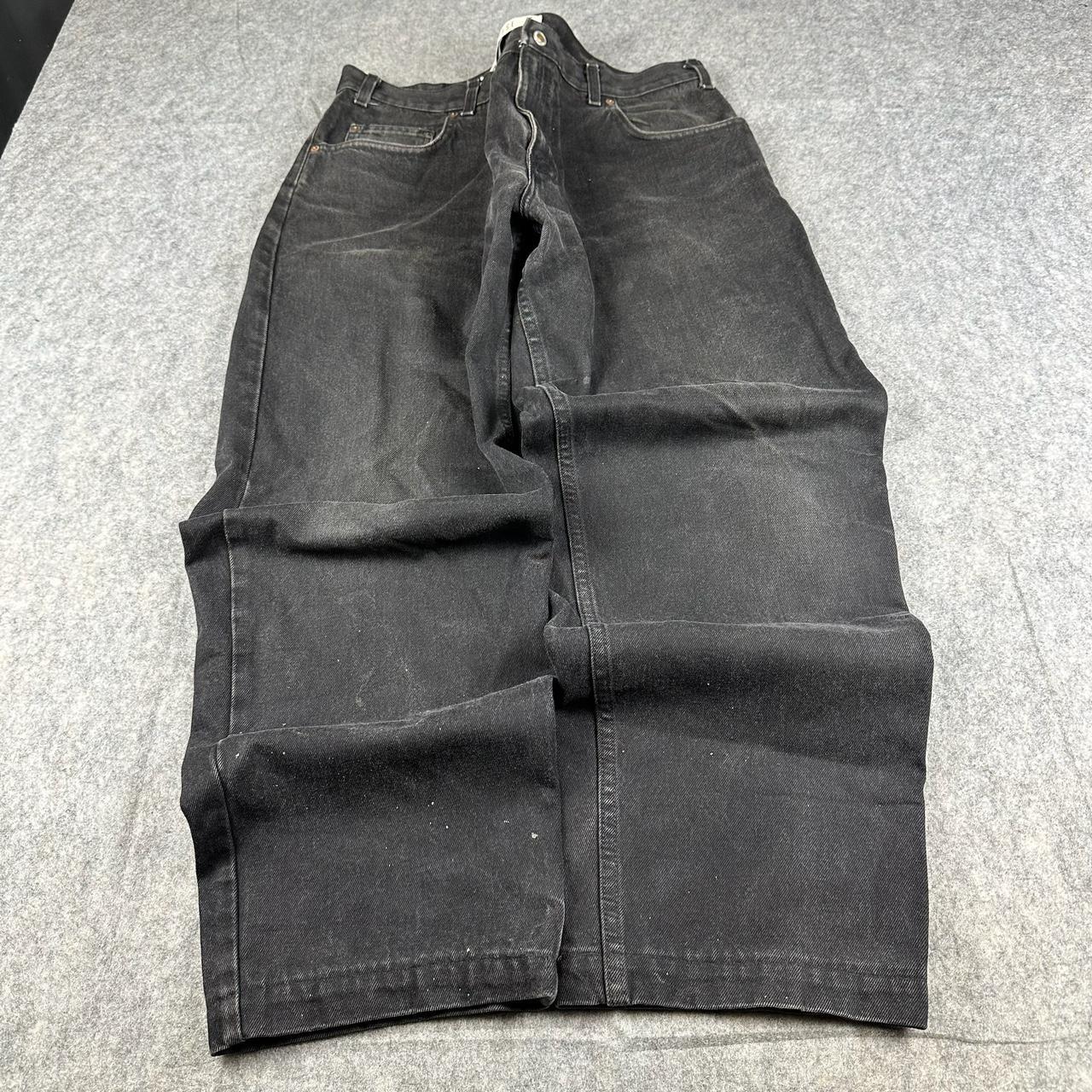 Sick Y2K cyber Jeans black skater Grunge loose... | Depop