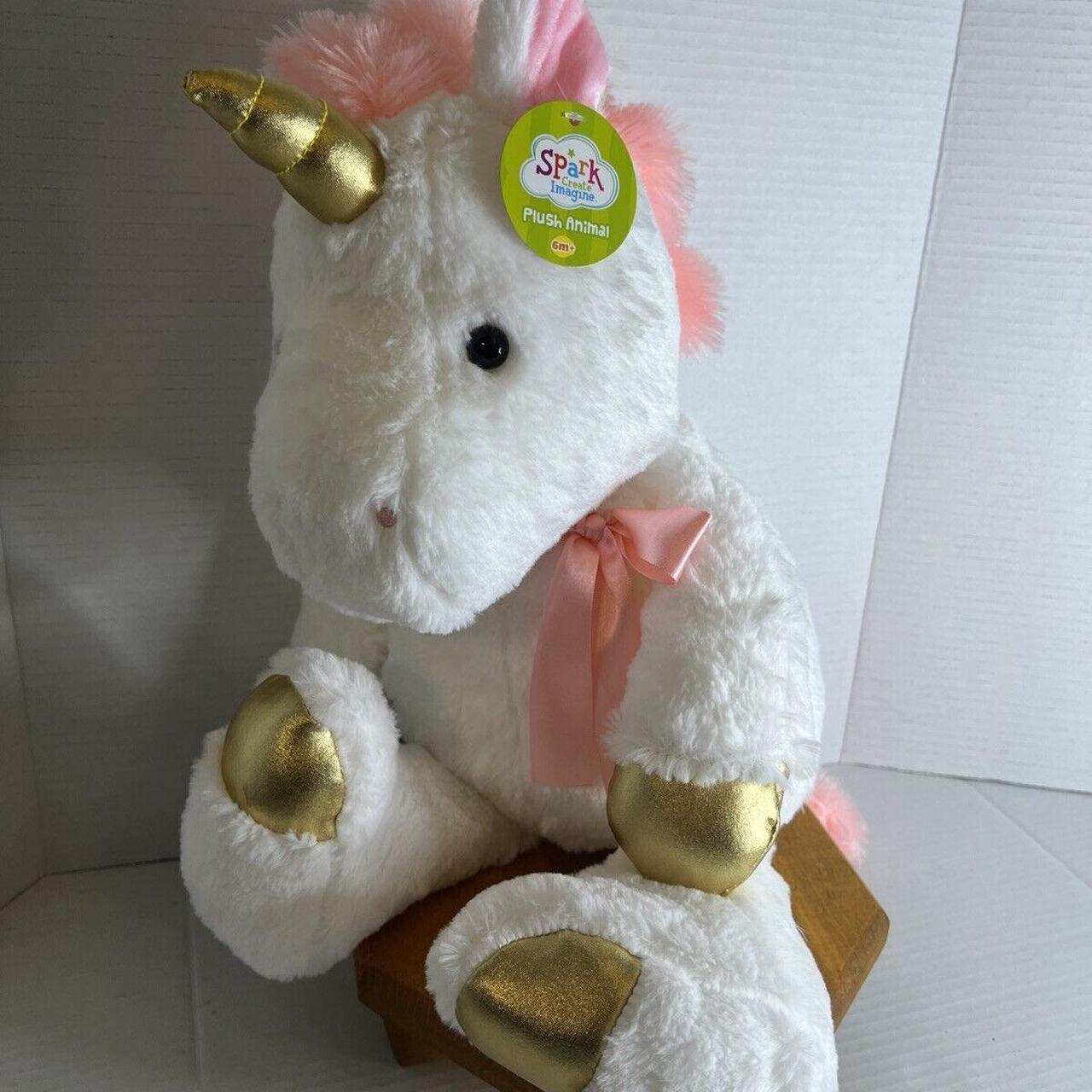 The Spark. Create. Imagine. Metallic Plush Unicorn... | Depop