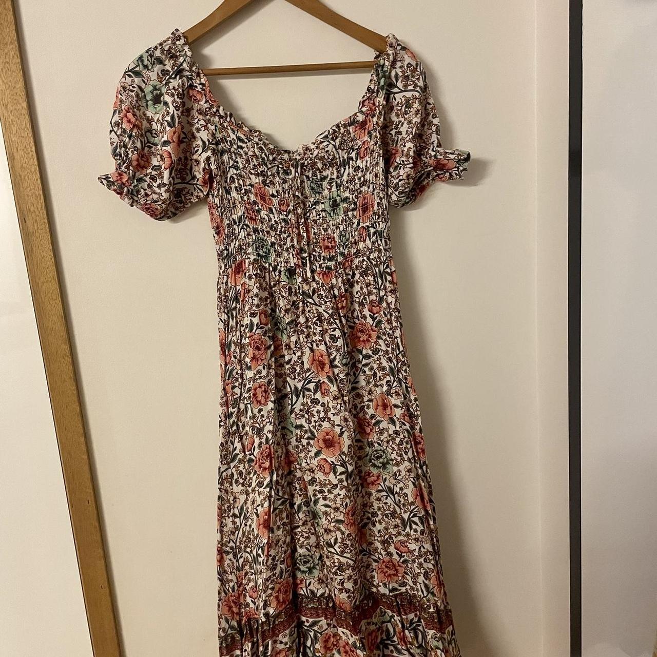 Arnhem Boho floral dress with a multicoloured design... - Depop
