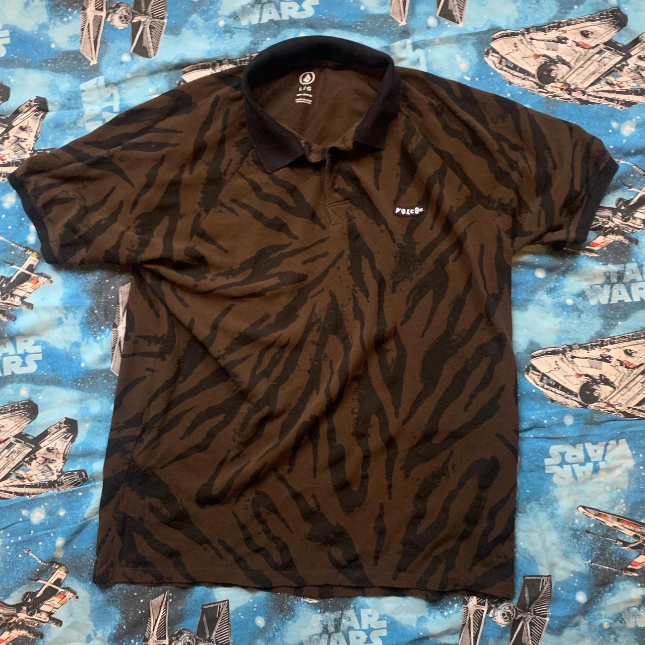Brown and black Volcom polo shirt casual, streetwear... | Depop