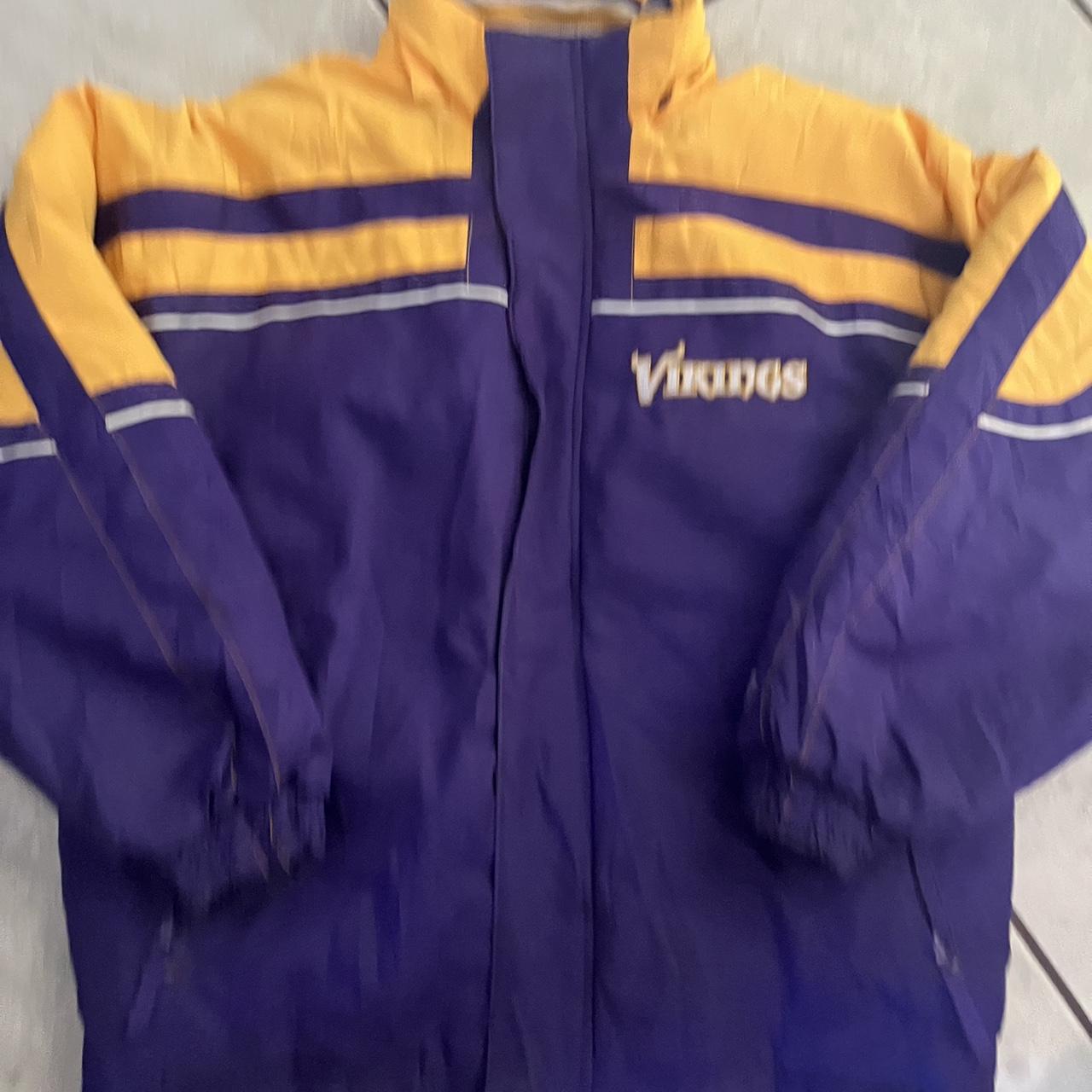 Reebok purple and yellow Vikings puffer jacket youth... - Depop
