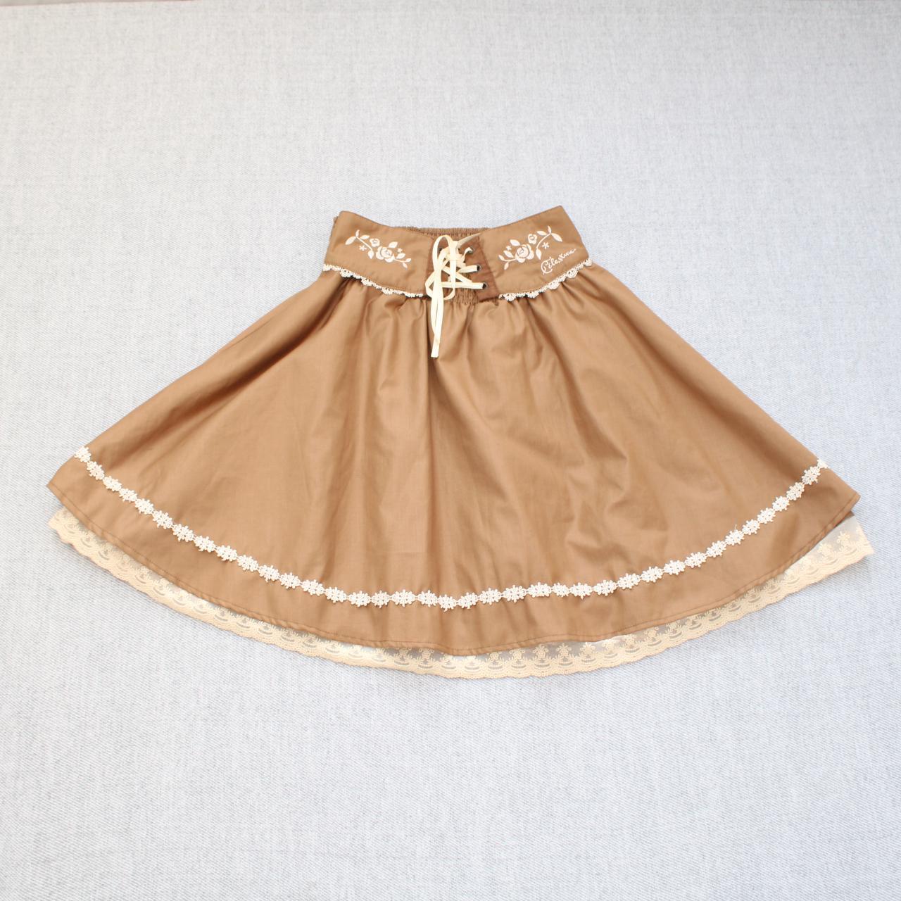 japanese, cottagecore brown skirt. corset style with... | Depop