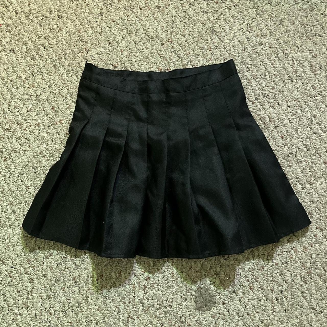 black pleated skirt with built in shorts never... - Depop