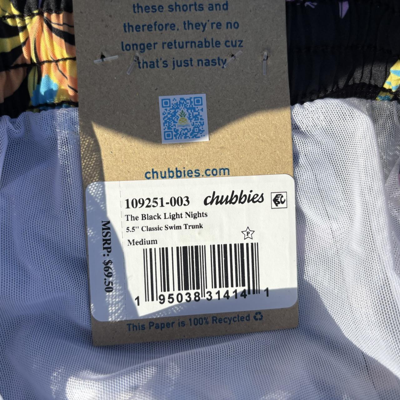 Chubbies Black and multi-coloured medium swim trunks... | Depop