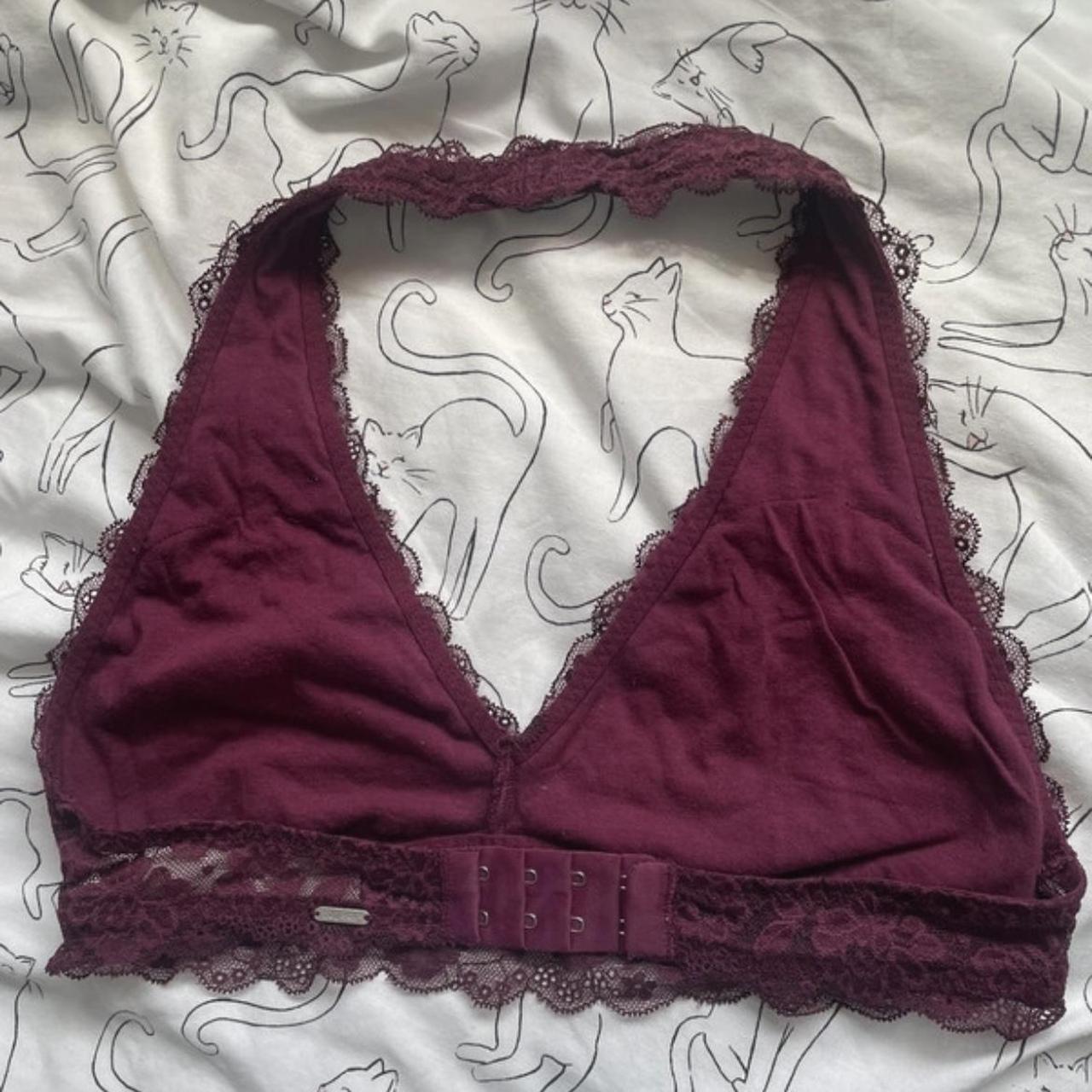Gilly Hicks Burgundy lace halter bralette with... - Depop