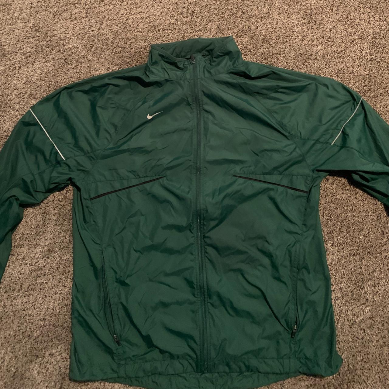 Green retro Nike Team jacket, worn once #green... - Depop