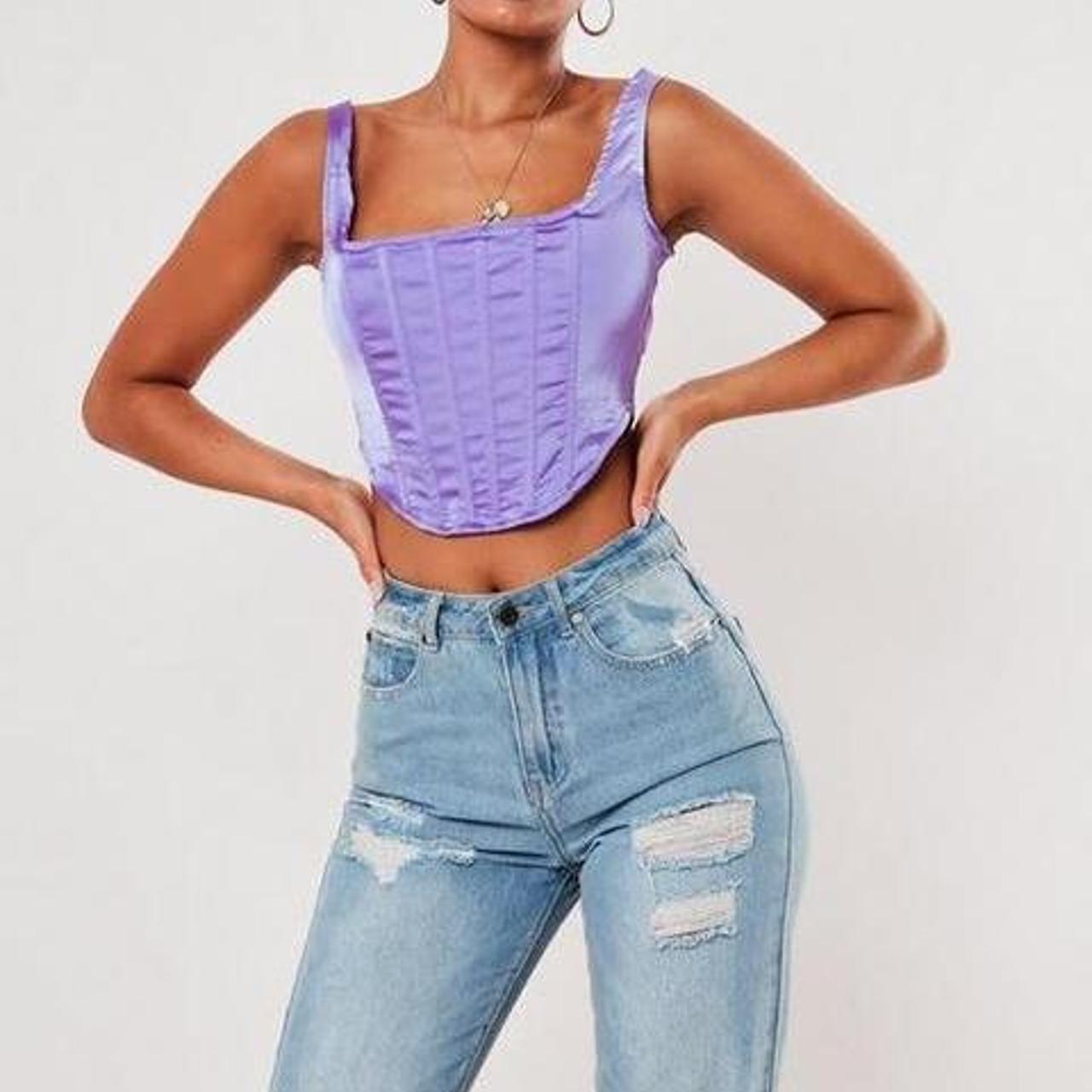 Missguided lilac satin corset top in size 10. Barely... - Depop
