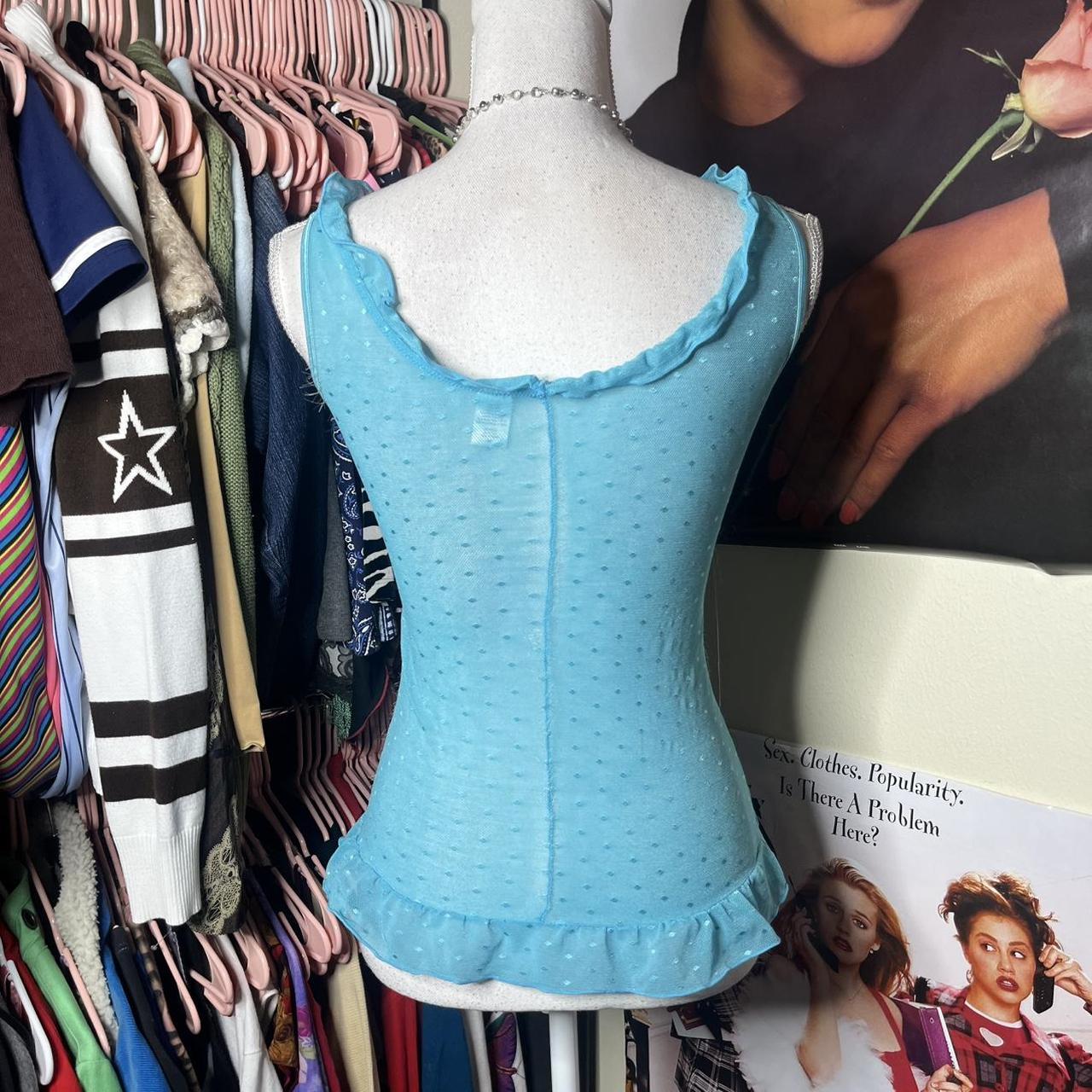 Early 2000s rampage Baby blue ruffle cami top with... - Depop