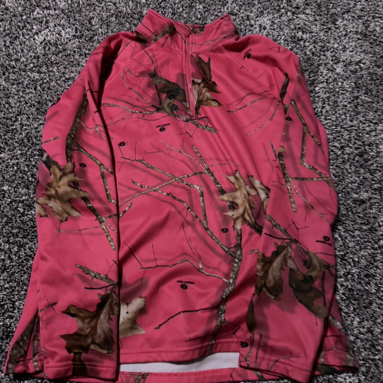Pink mossy oak half zip | Depop