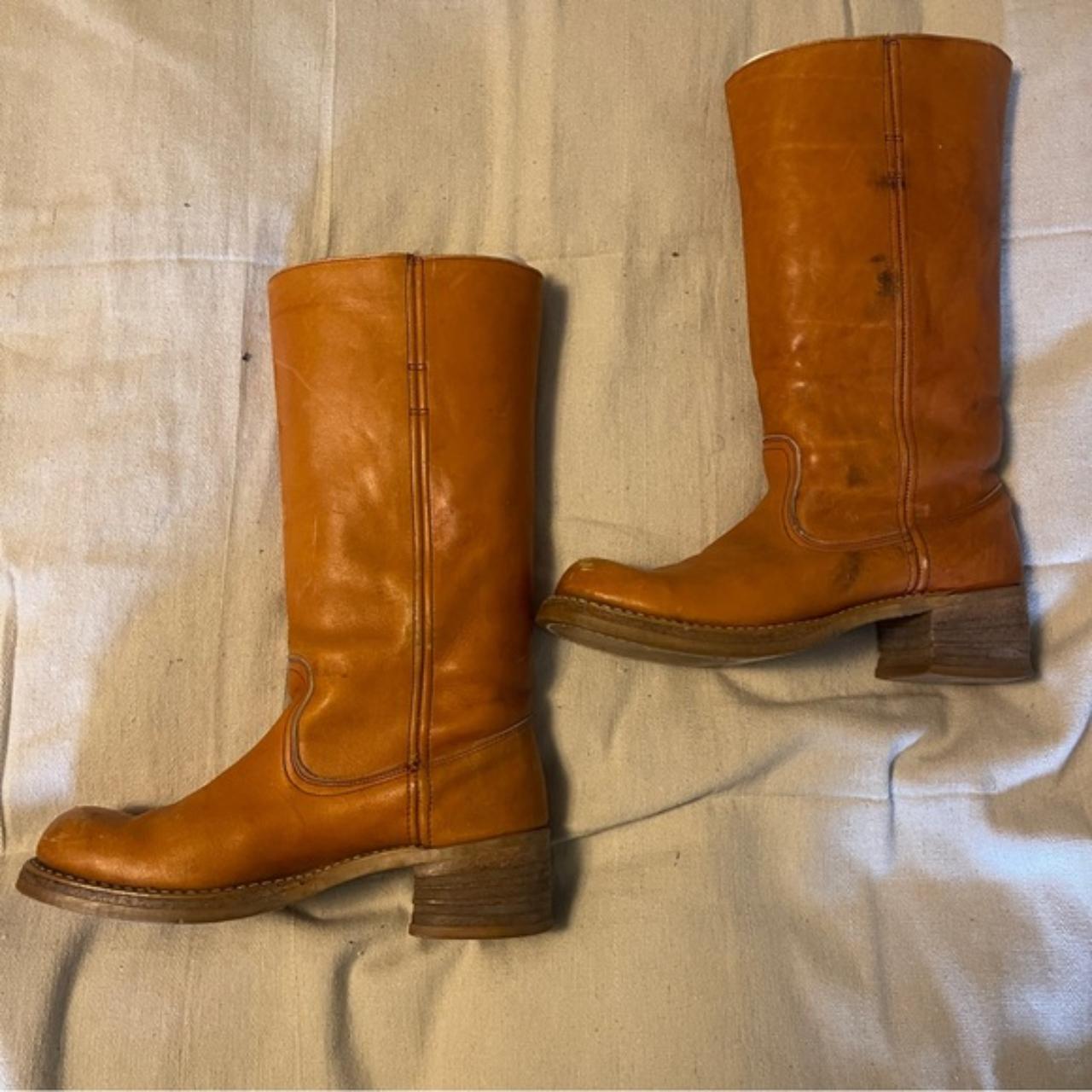Vintage Campus Style Boot Vintage leather boot— in... - Depop
