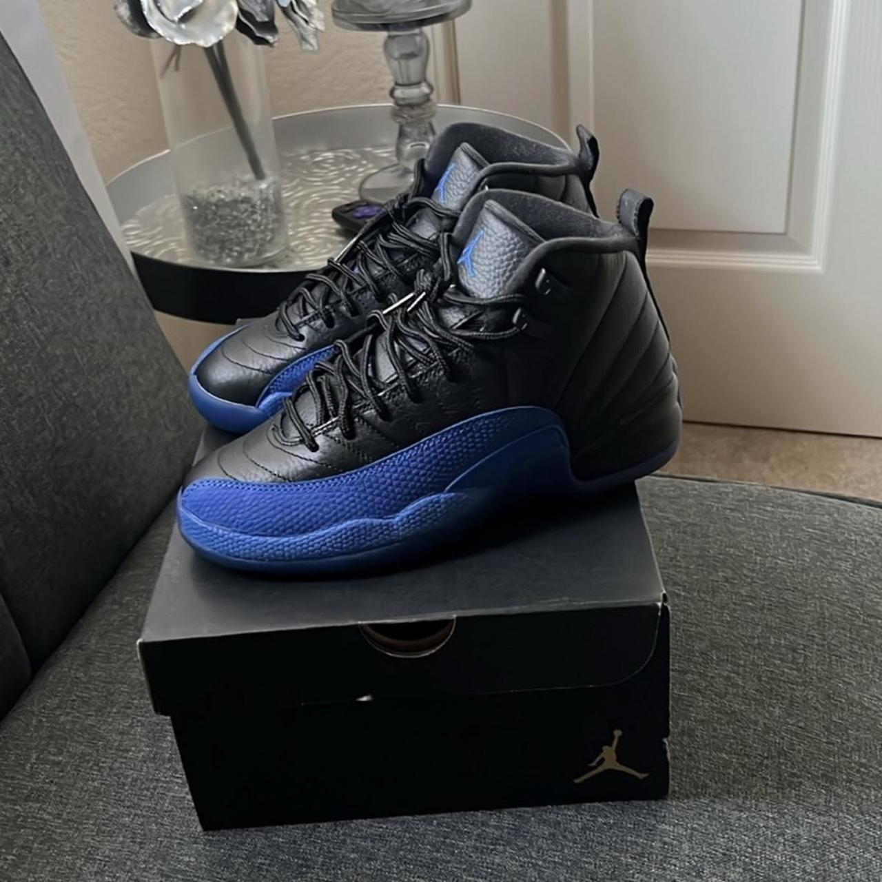 Black and blue Jordan 12s only worn 2 times - Depop