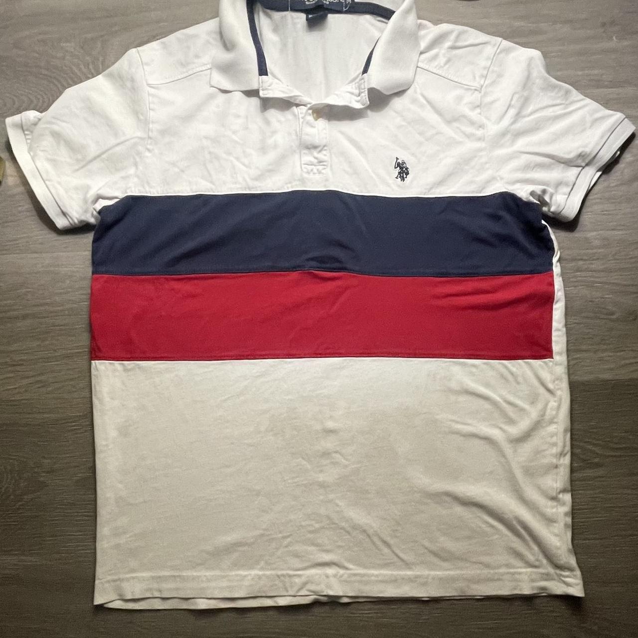 White and red striped Polo Ralph Lauren polo shirt... | Depop