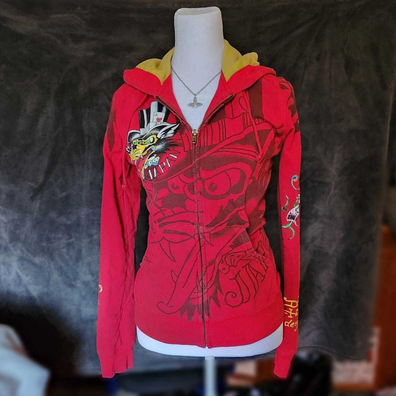 [ Vintage Red & Yellow Ed Hardy Jacket ] ... | Depop