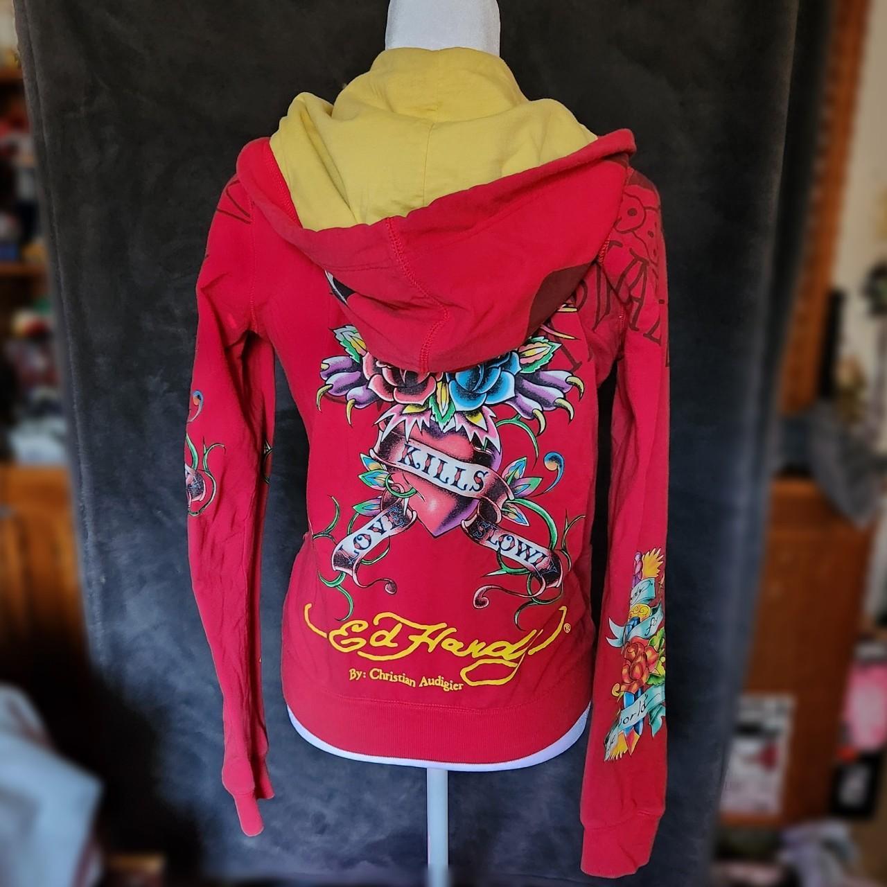 [ Vintage Red & Yellow Ed Hardy Jacket ] ... | Depop
