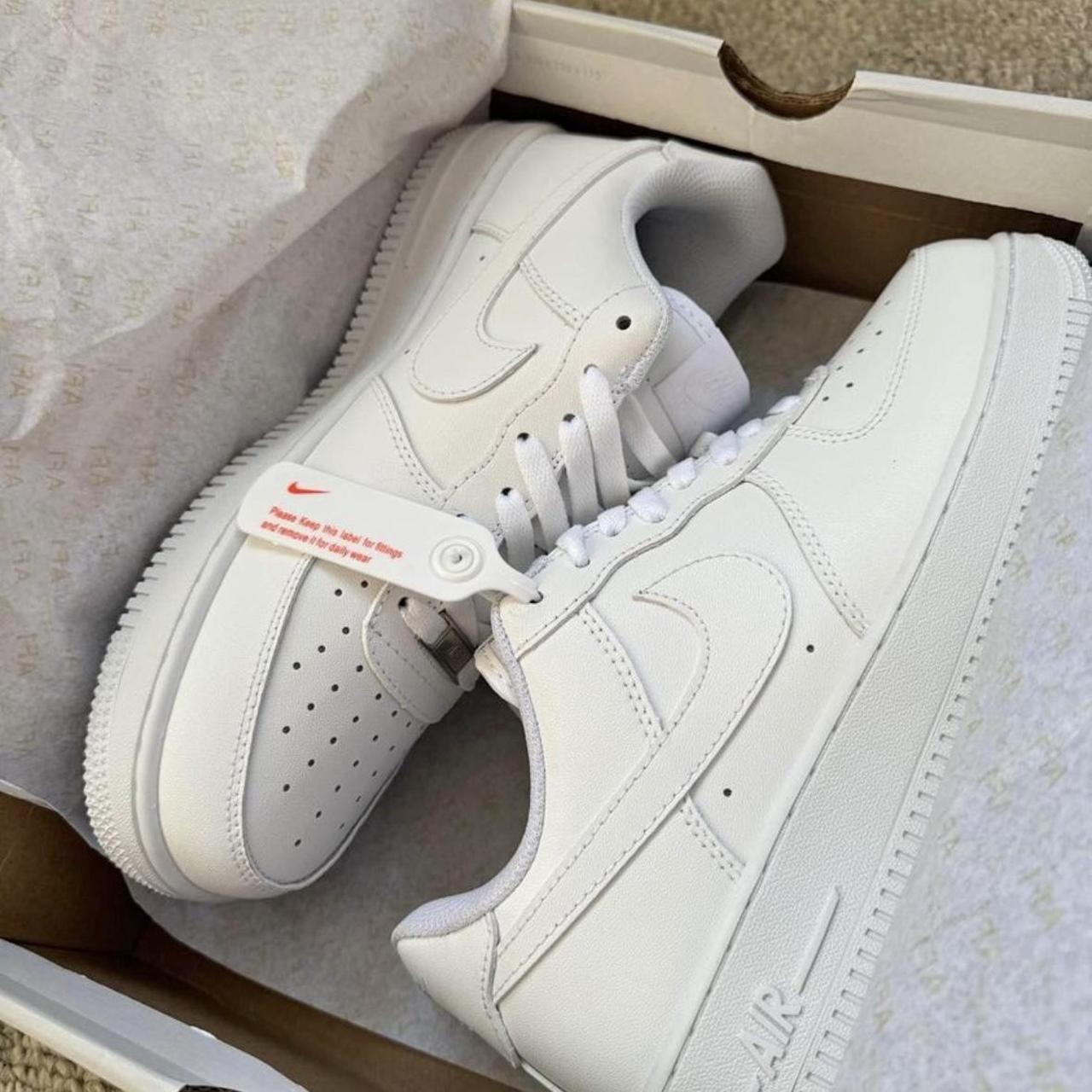 Fresh all white Air Force 1s - Depop