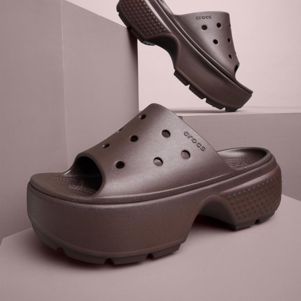 Brown platform Croc stomp slides. Never worn outside... - Depop