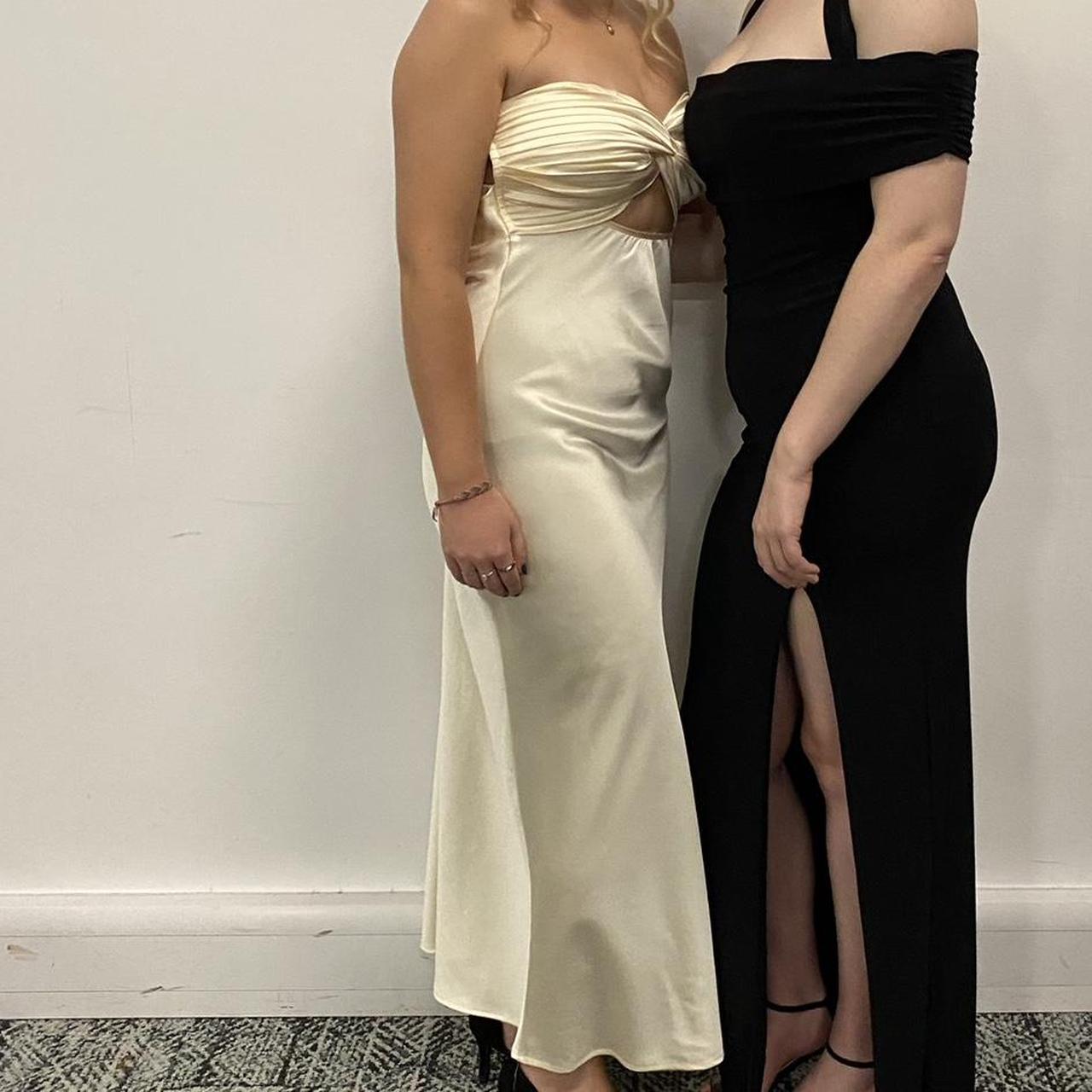 Beautiful champagne/ cream silk/ satin dress with... - Depop