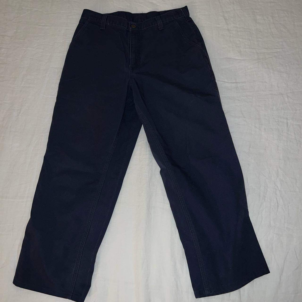 Carhartt navy blue work pants. 34 x 32. - Depop