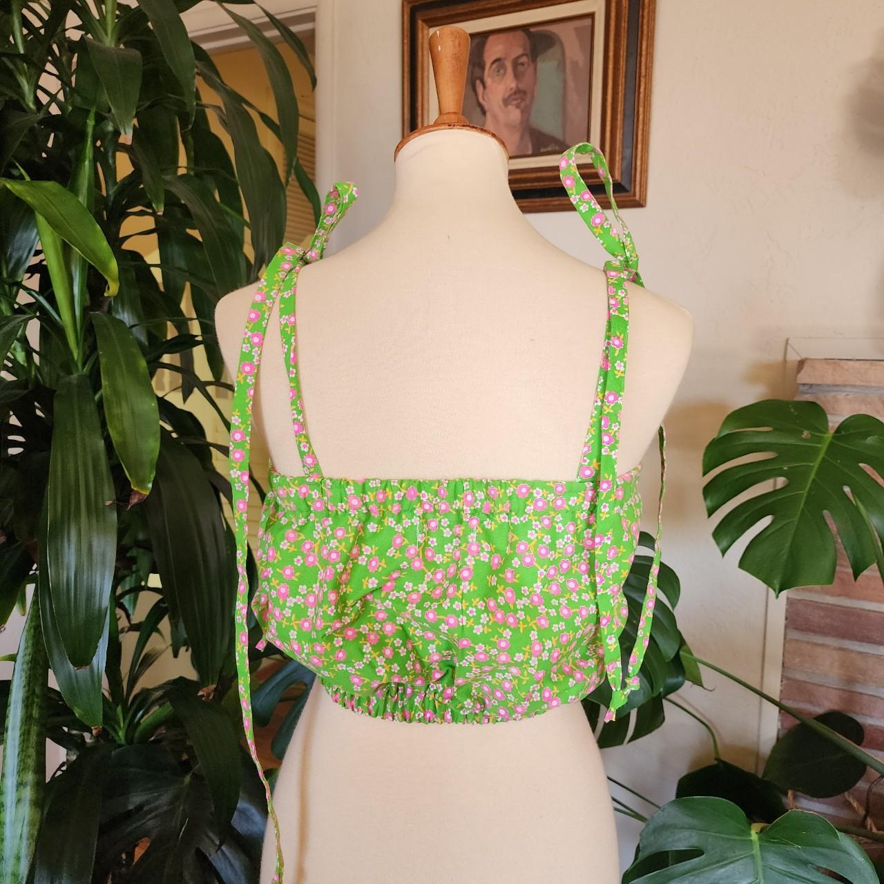 Handmade Ditsy Floral Print Kitty Cat Tie Cropped... - Depop