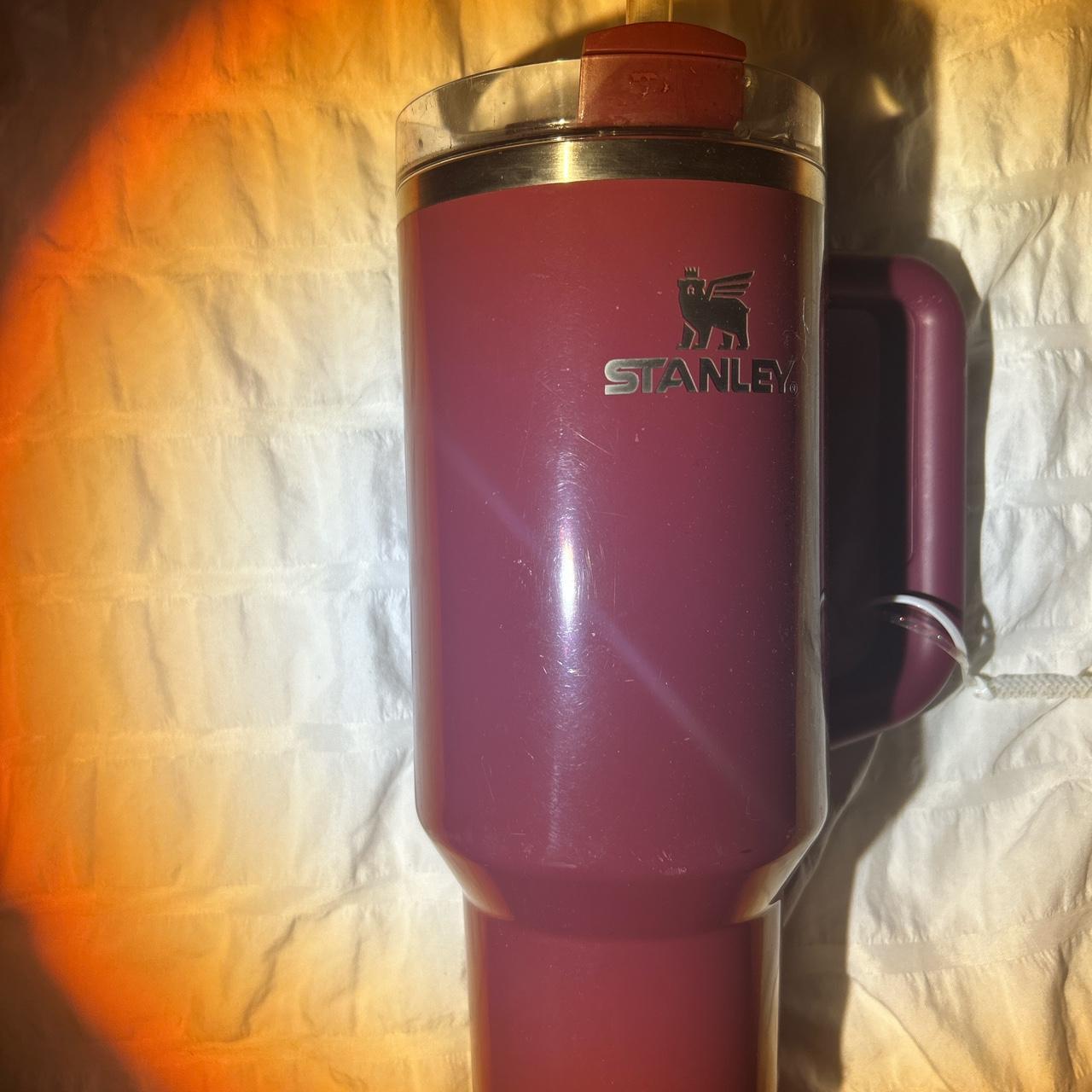 Burgundy 40oz Stanley Tumbler cup. Lightly used, no... - Depop