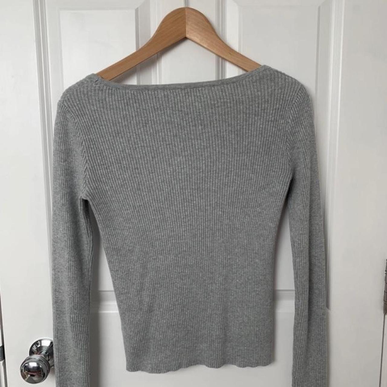 Brandy Melville Grey Ribbed Long Sleeve (perfect... | Depop