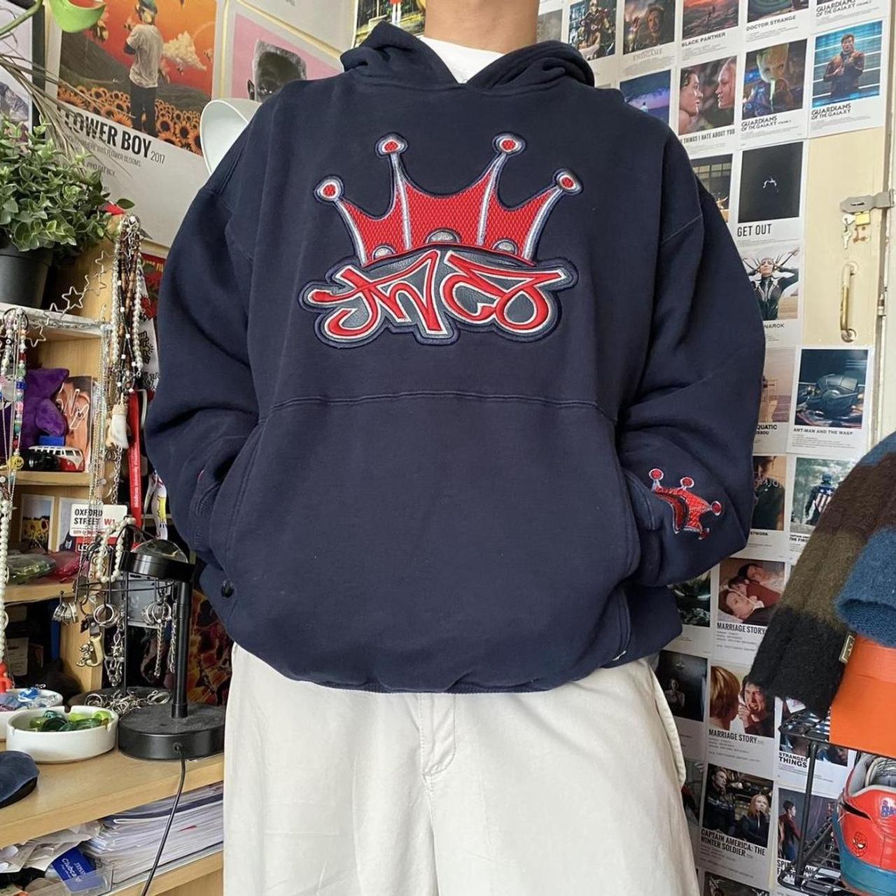Sick JNCO Jeans Navy & Red Hoodie Size XL Used... - Depop