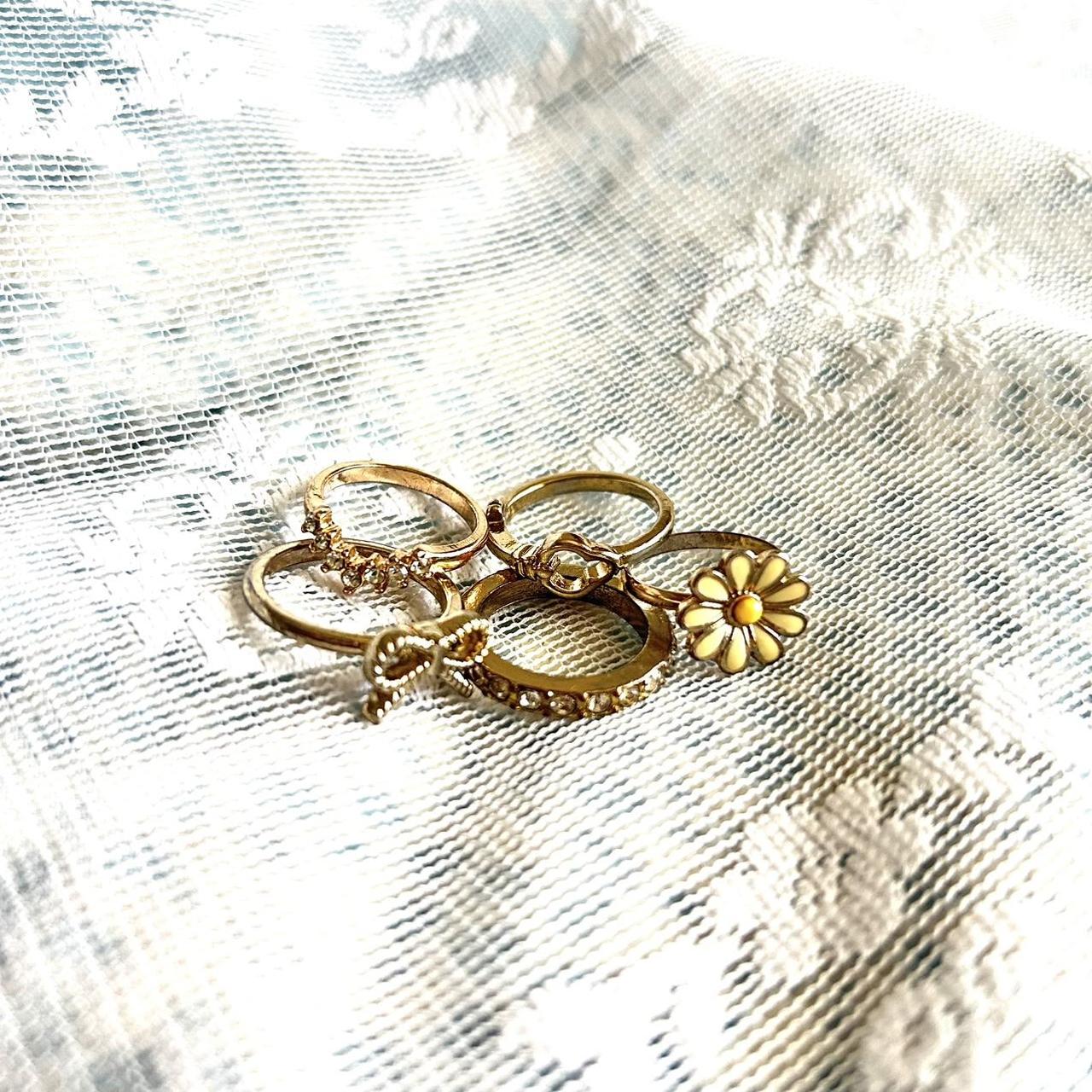 5 Gold flower ring set #ringset #jewlery... | Depop