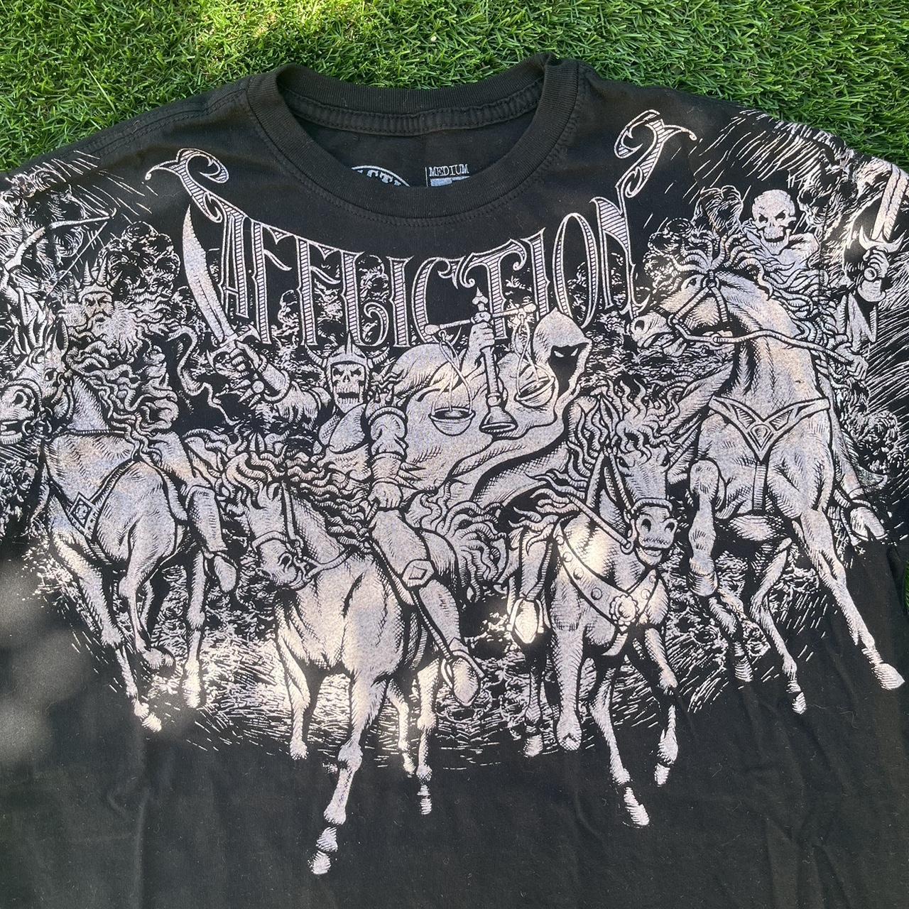 Affliction Skeleton Army tee grunge y2k emo Super... - Depop