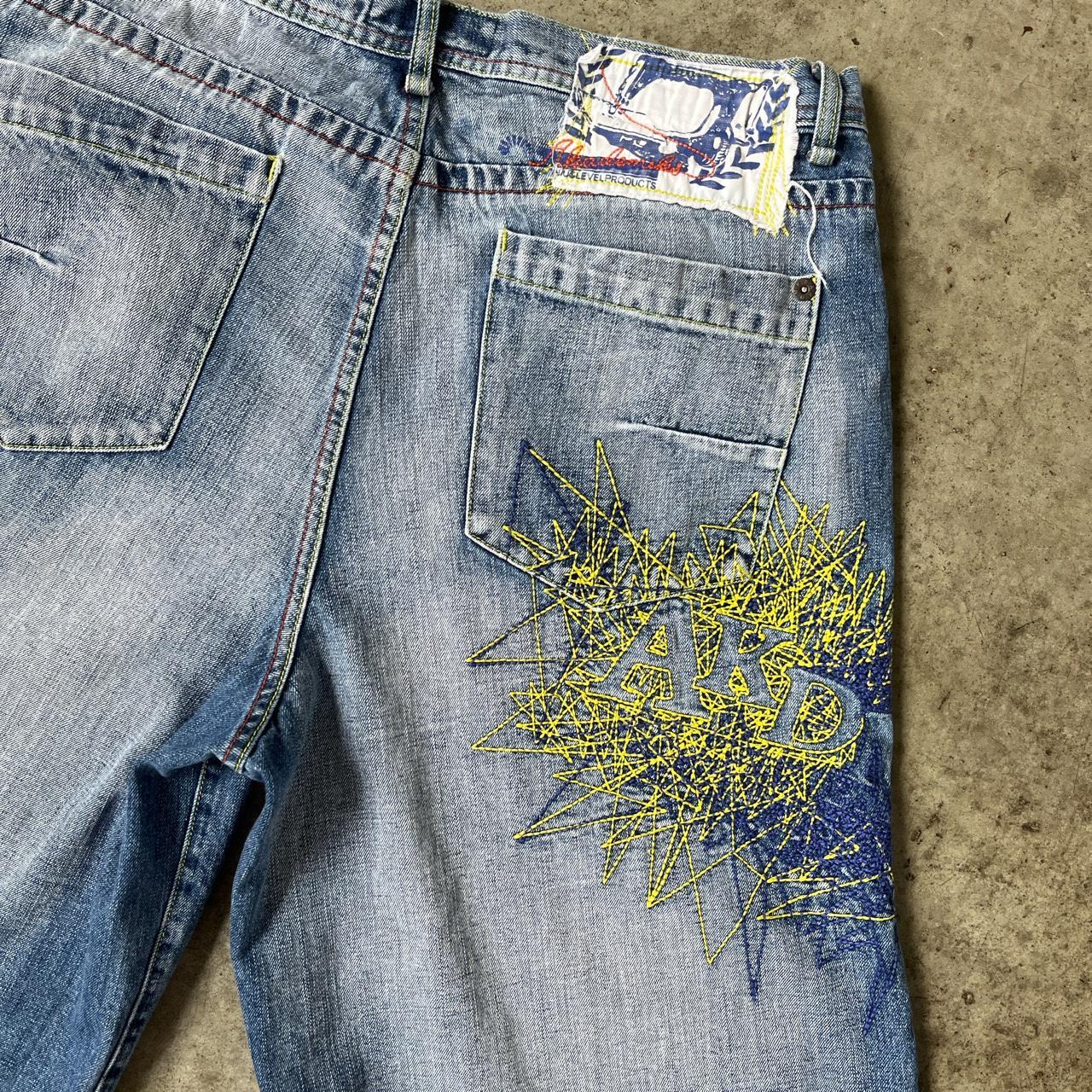 Akademiks embroidered denim jean shorts Light wear... - Depop