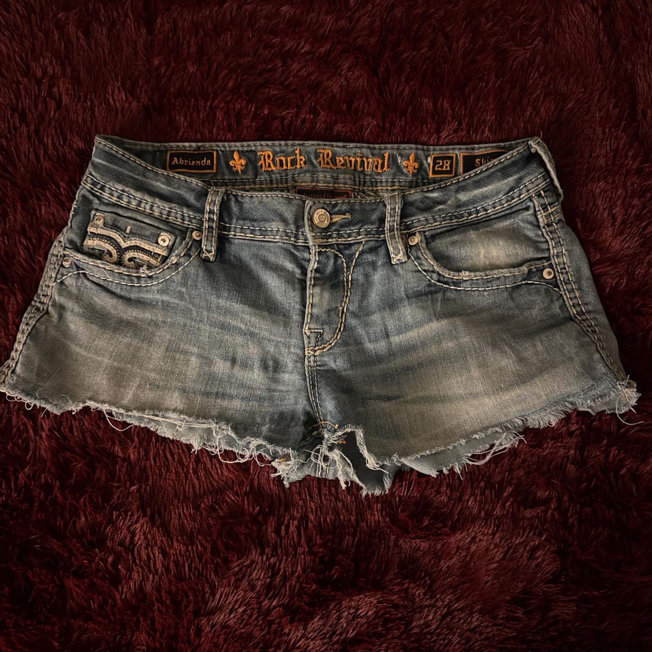 low rise rock revival denim shorts #lowrise #y2k... - Depop