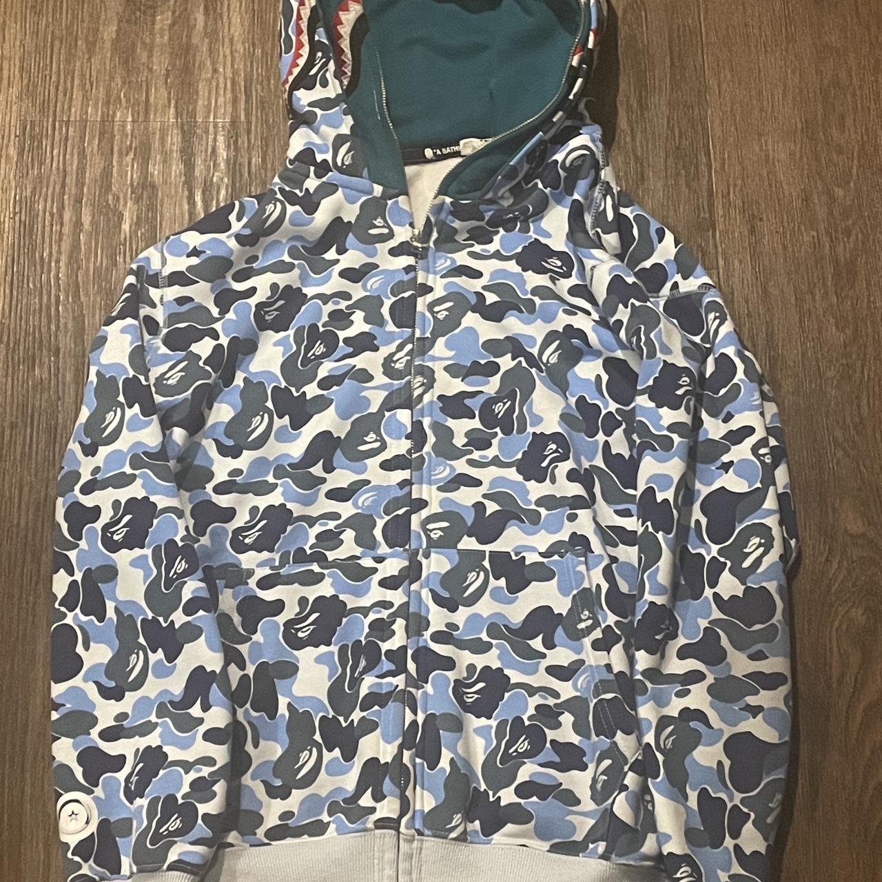 Double Zip Blue Camo Bape Hoodie - Depop