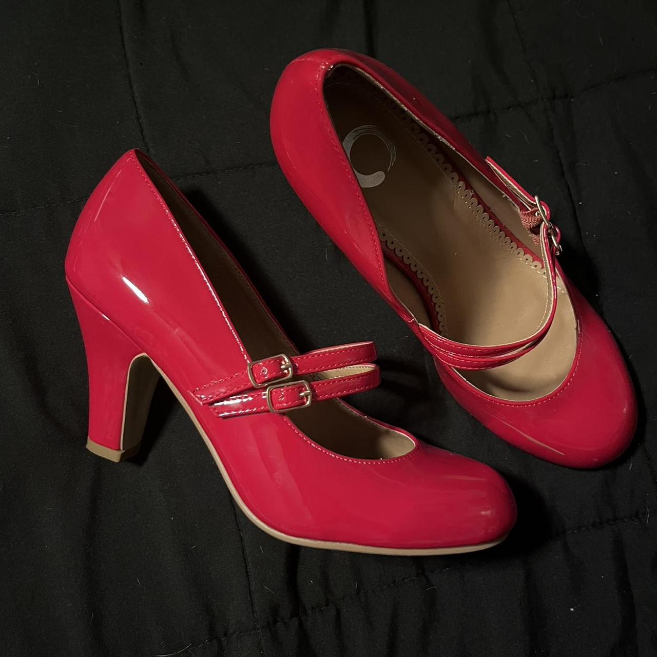 adorable red mary jane heels with a 3 inch heel.... | Depop
