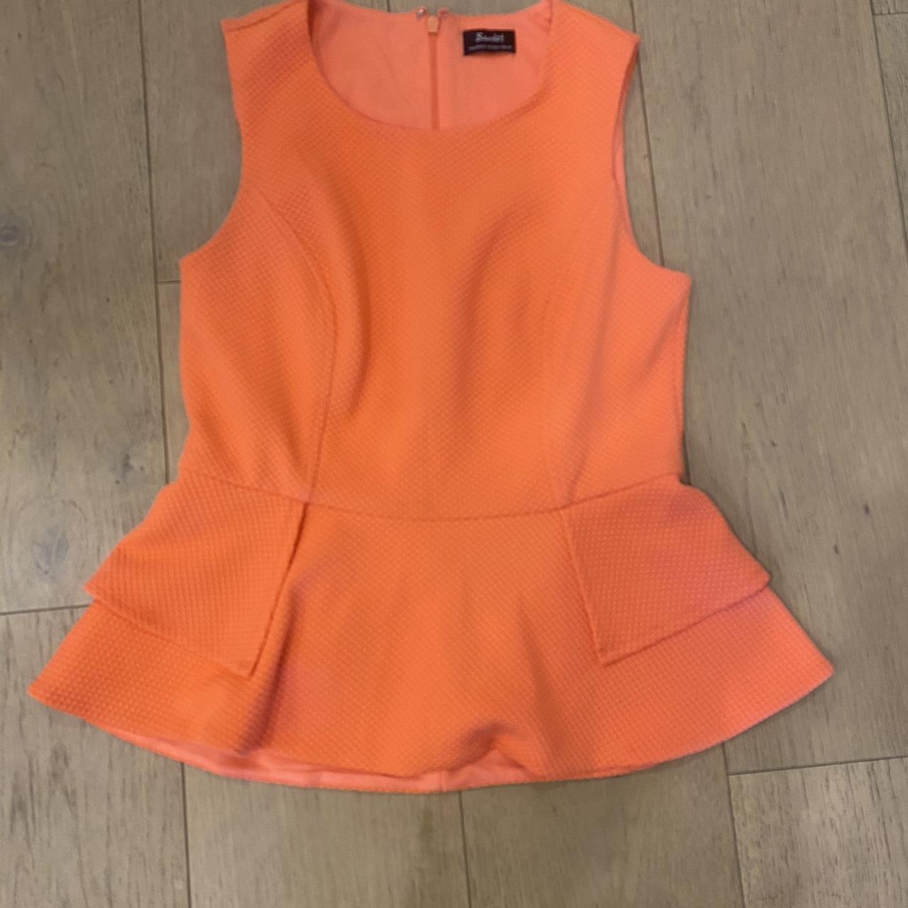Bardot Coral /watermelon colour Peplum - Depop