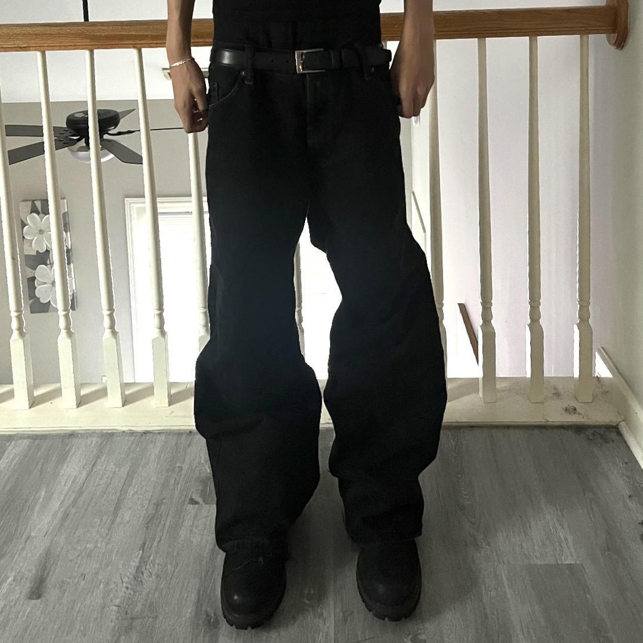 Black grayish faded custom flared jeans size with... | Depop