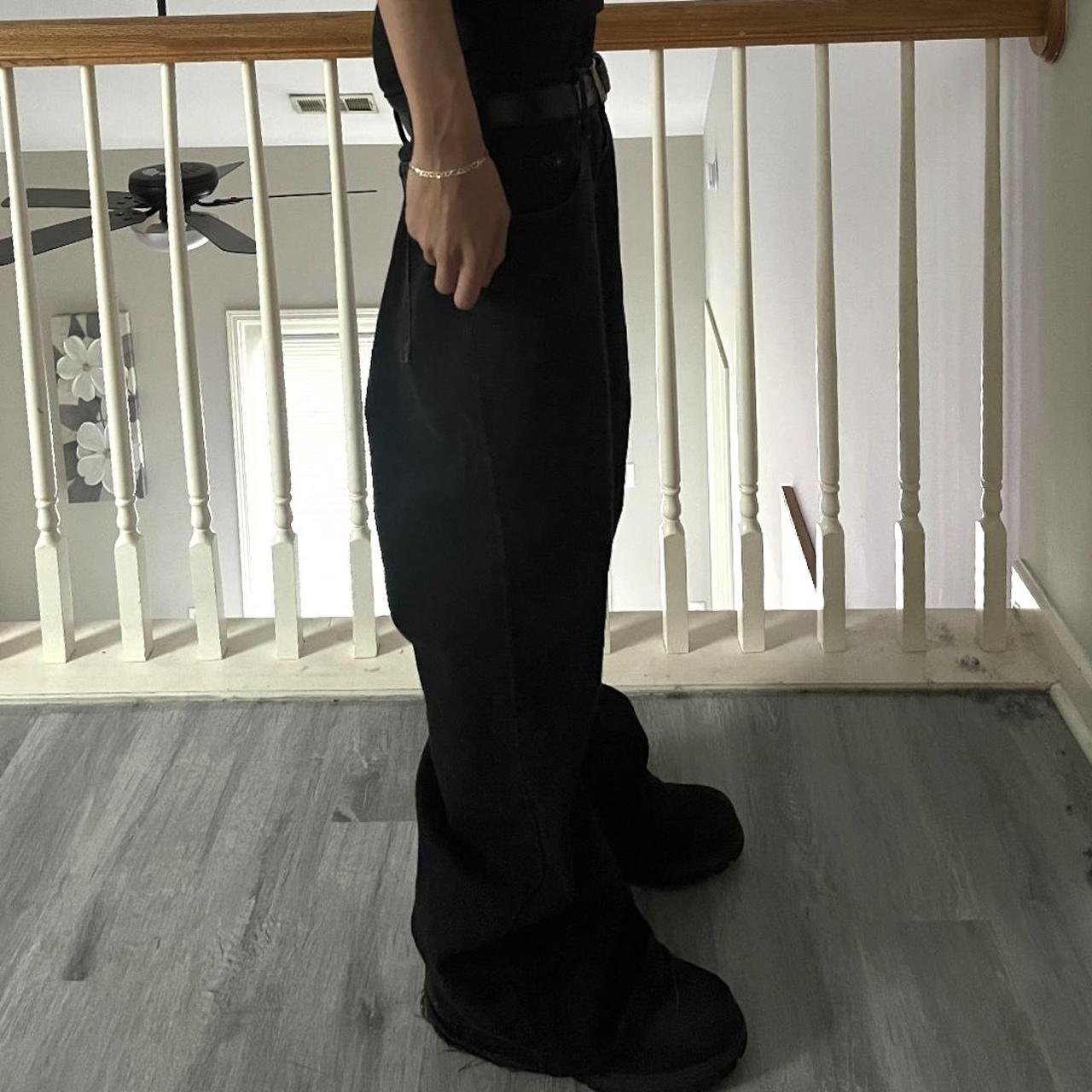 Black grayish faded custom flared jeans size with... | Depop