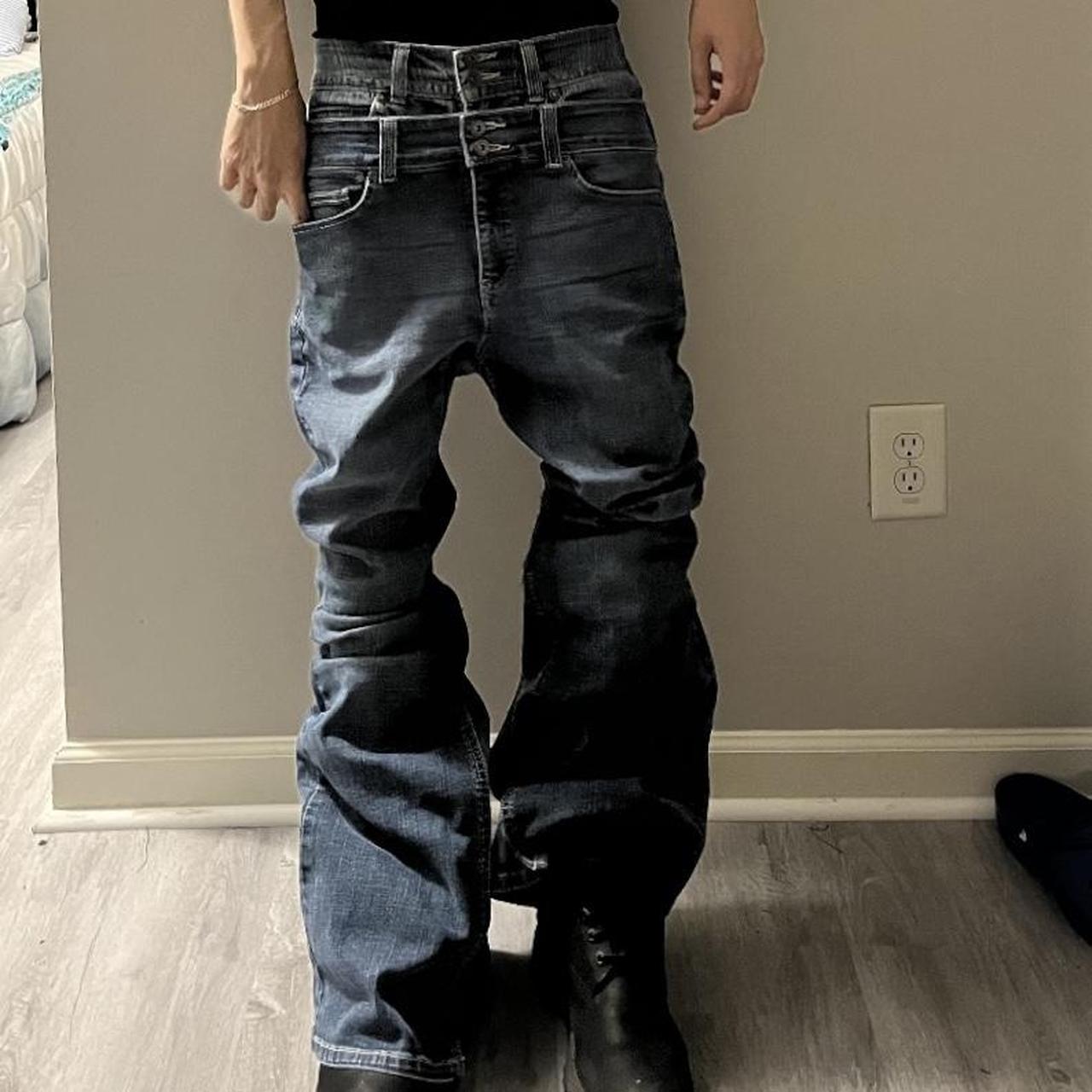 custom flared double waisted jeans size 30 waist | Depop