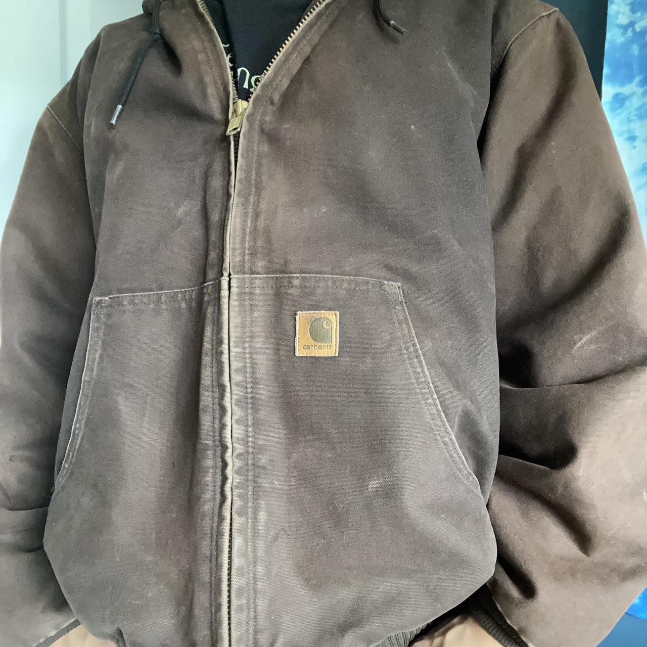 Worn XL vintage brown carhartt jacket - Depop
