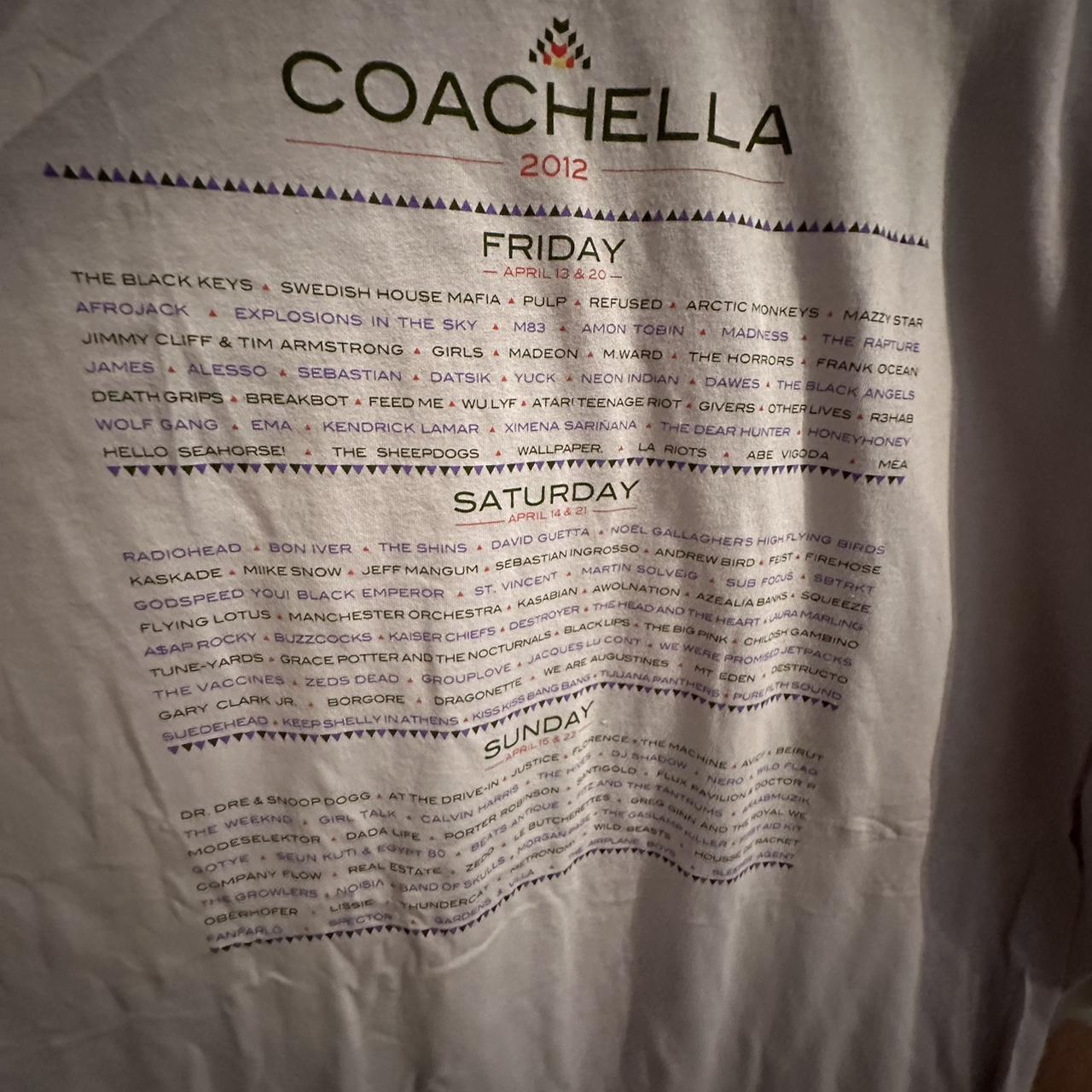 VINTAGE 2012 COACHELLA MERCHANDISE TEE SHIRT SIZE... - Depop