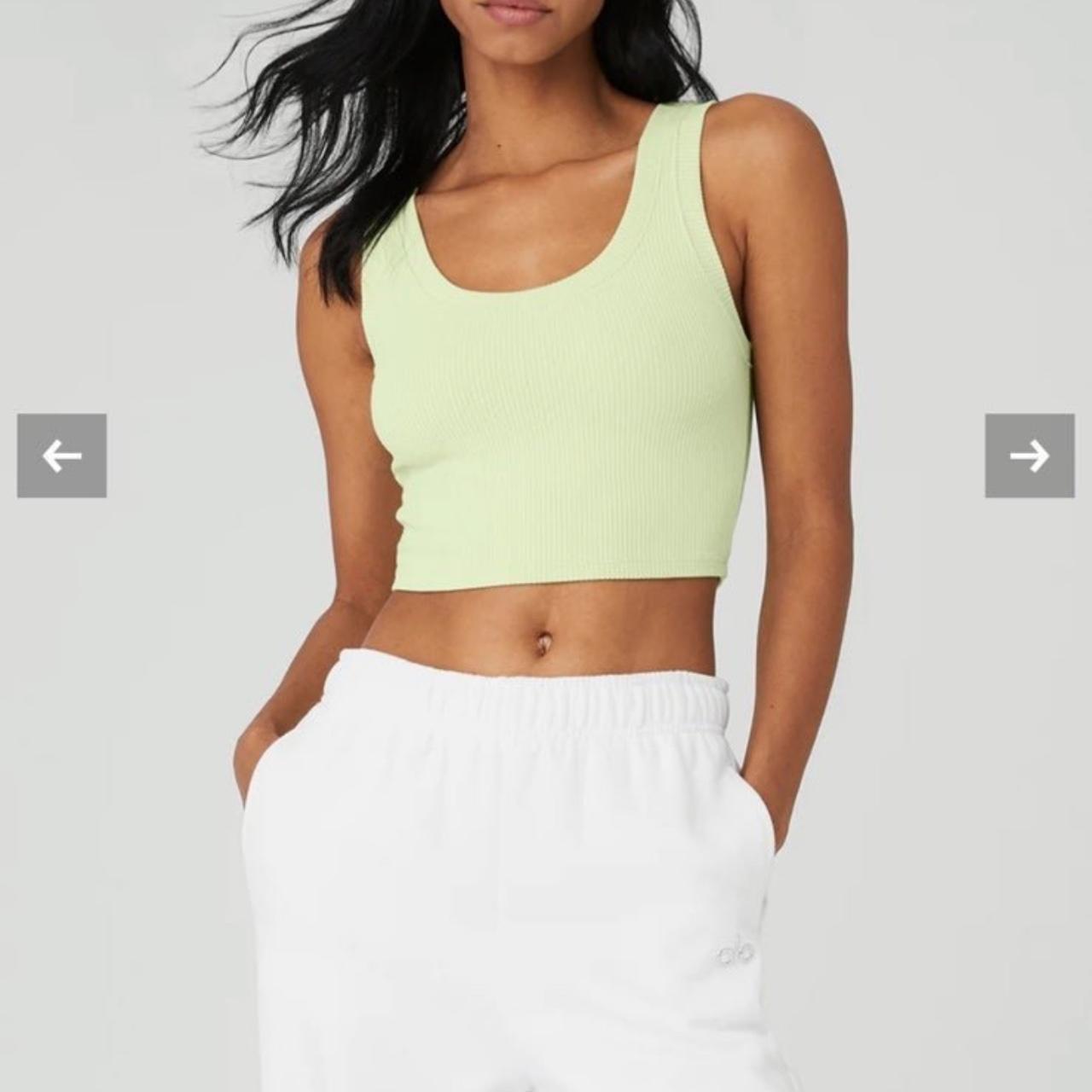 Alo yoga ribbed wellness tank iced green tea Worn... | Depop