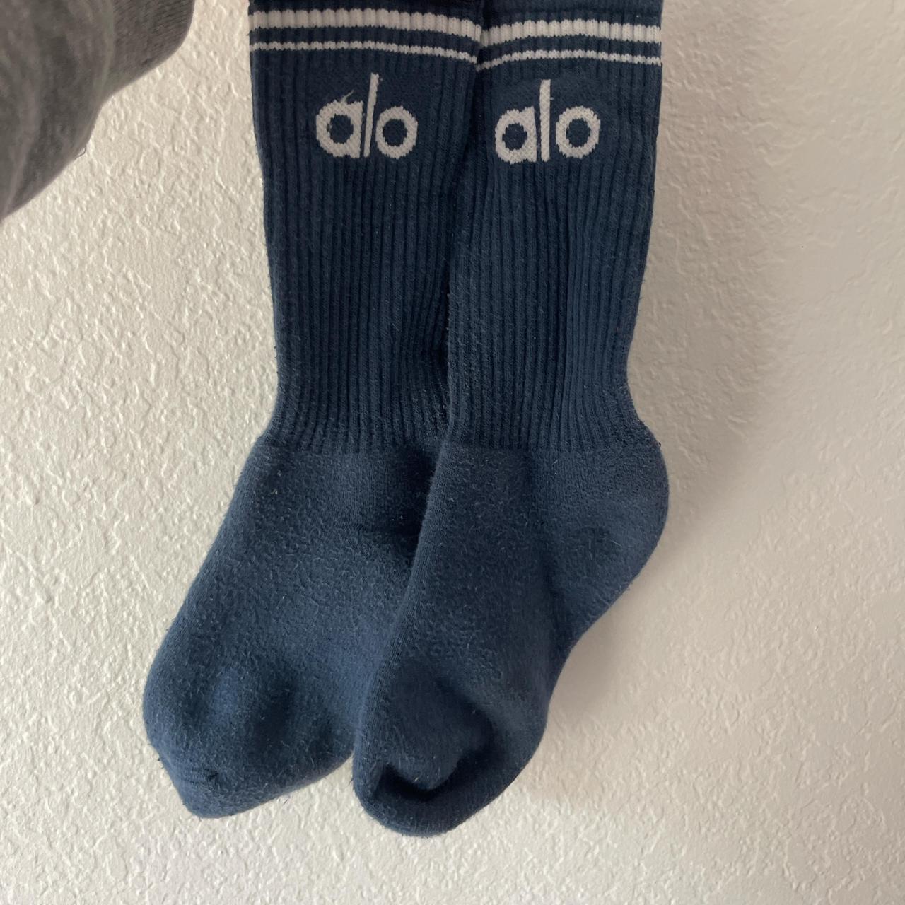 Alo yoga throwback socks eclipse blue Sm Worn like... | Depop