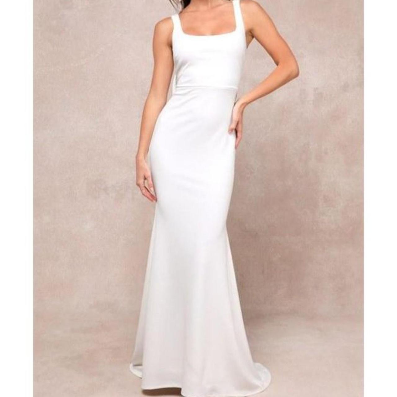 Lulus natural loving fate bow square neck backless... | Depop