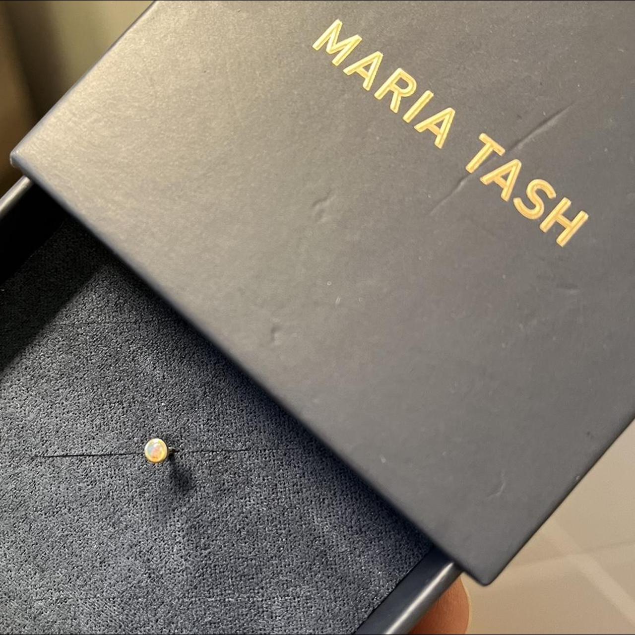 Maria Tash 2mm opal threaded stud earring in yellow... - Depop