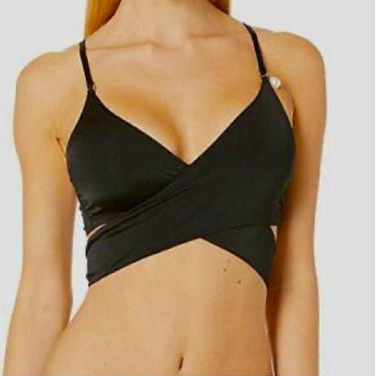 STELLA McCARTNEY Black Wrap Swimwear Top Pearl charm... | Depop