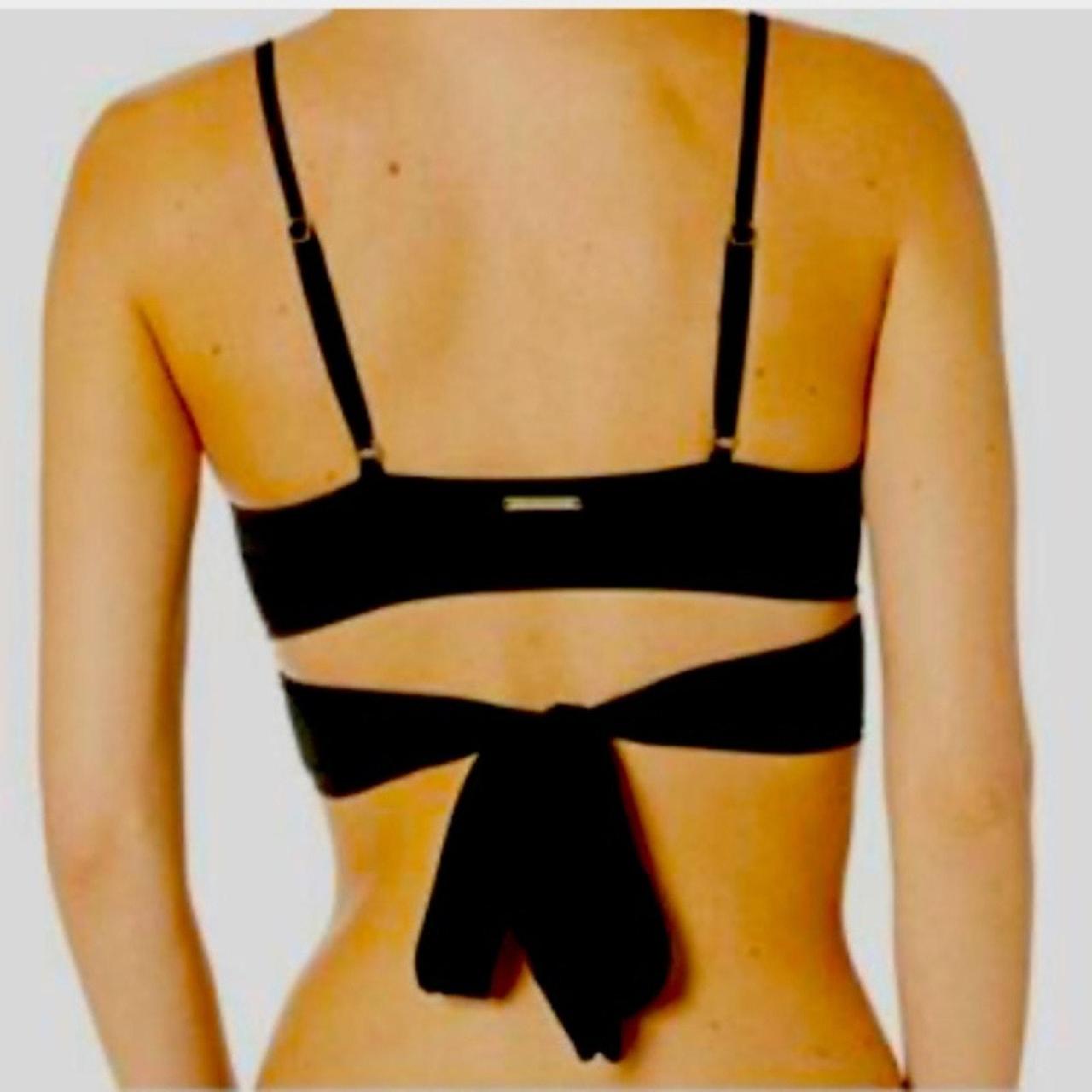 STELLA McCARTNEY Black Wrap Swimwear Top Pearl charm... | Depop